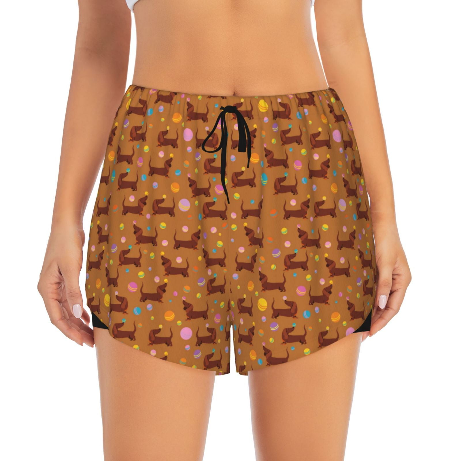 Disketp Dachshund And Ball Print Women's Shorts Workout Shorts for ...