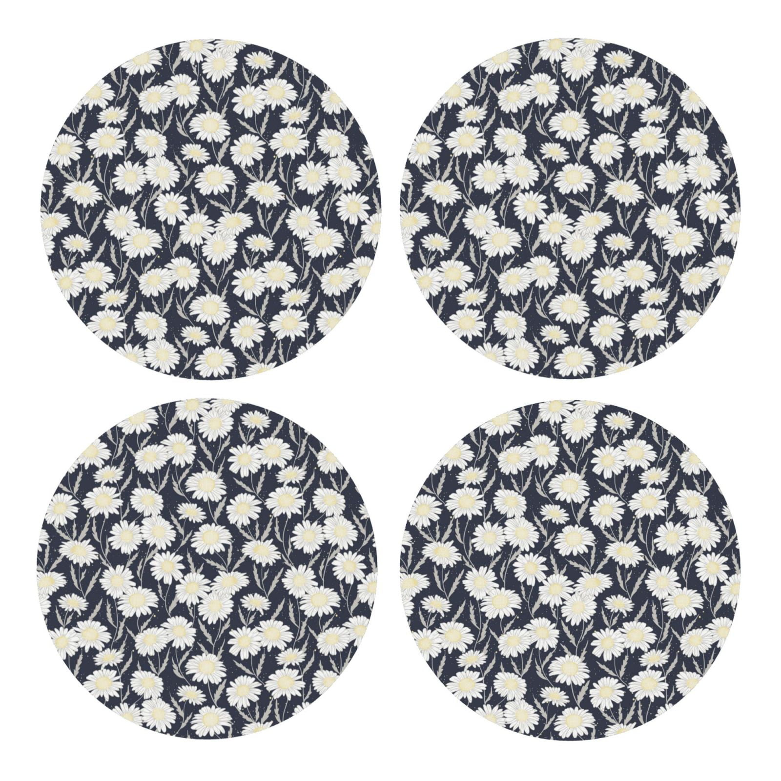 Disketp Daisies Flowers MDF Cork Coaster 4 Pcs - Absorbent Beverage ...