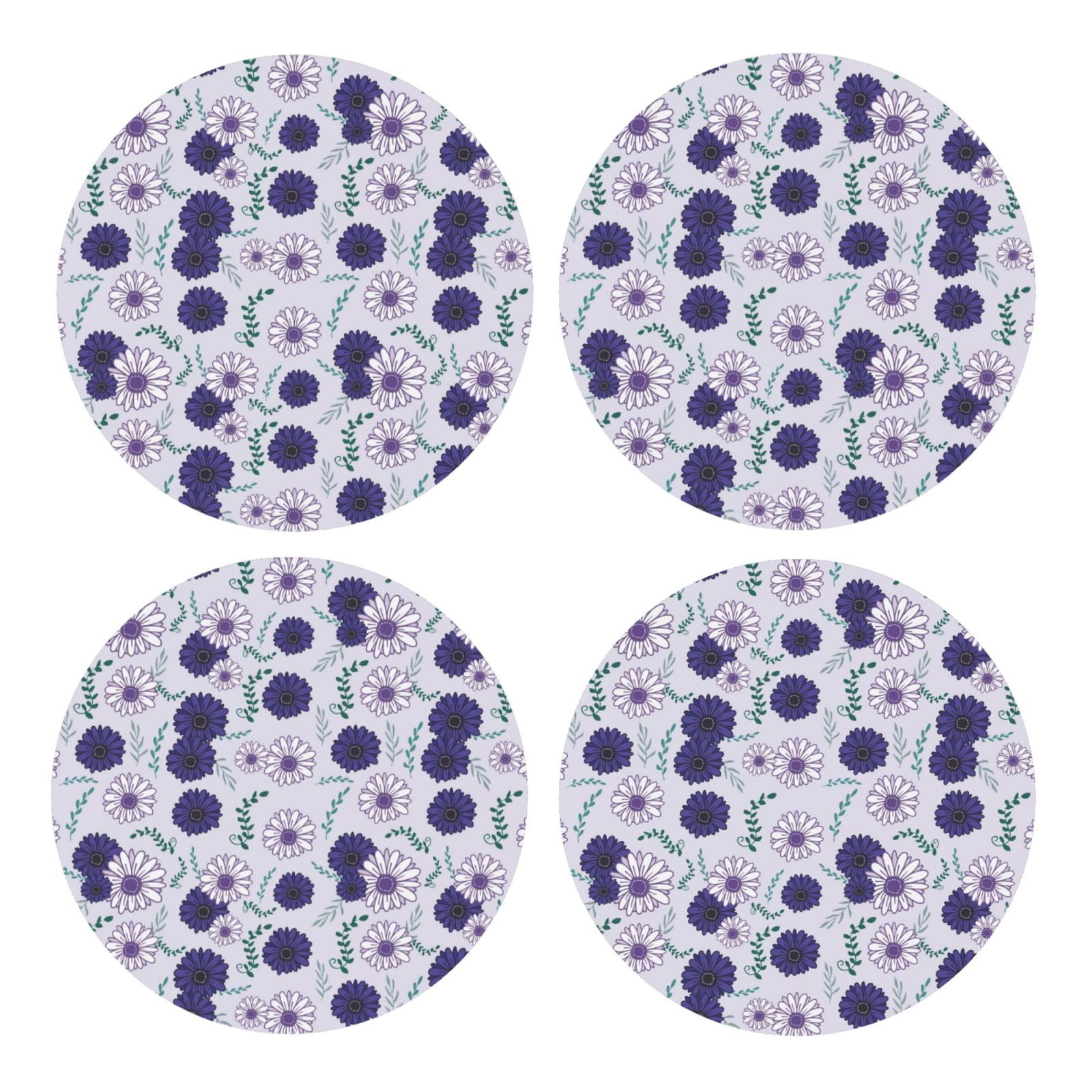 Disketp Daisies Flowers MDF Cork Coaster 4 Pcs - Absorbent Beverage ...