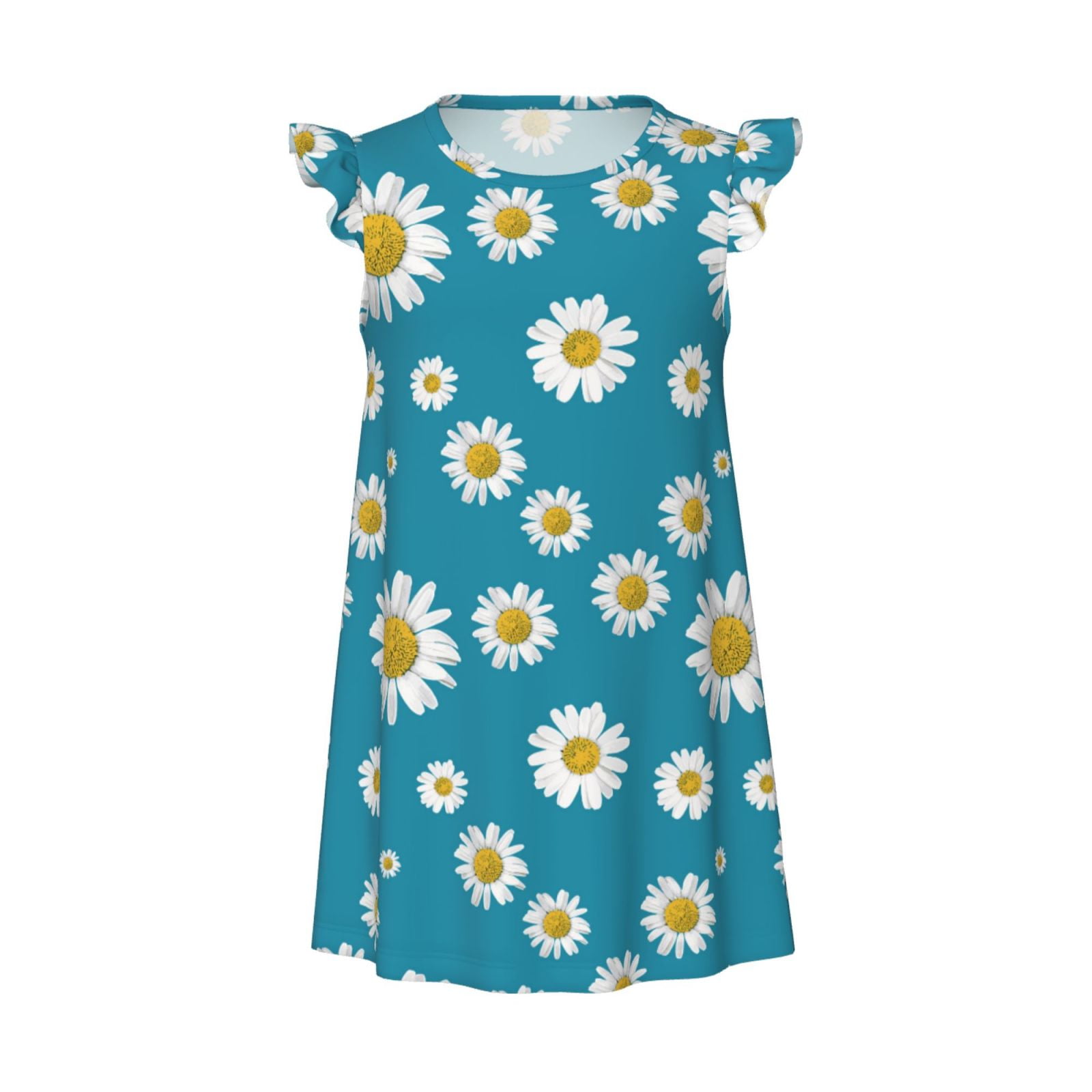 Disketp Daisies Flowers Print Girls Nightgowns 3-10 Years Flutter Short ...