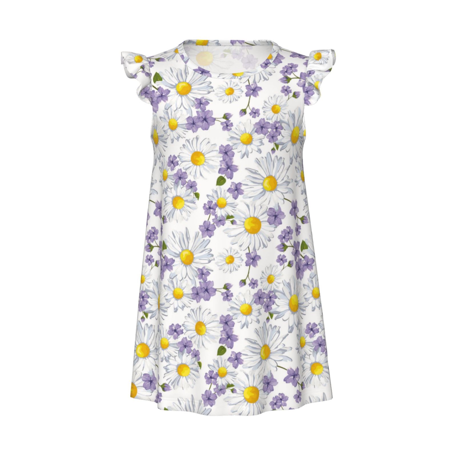 Disketp Daisies Flowers Print Girls Nightgowns 3-10 Years Flutter Short ...