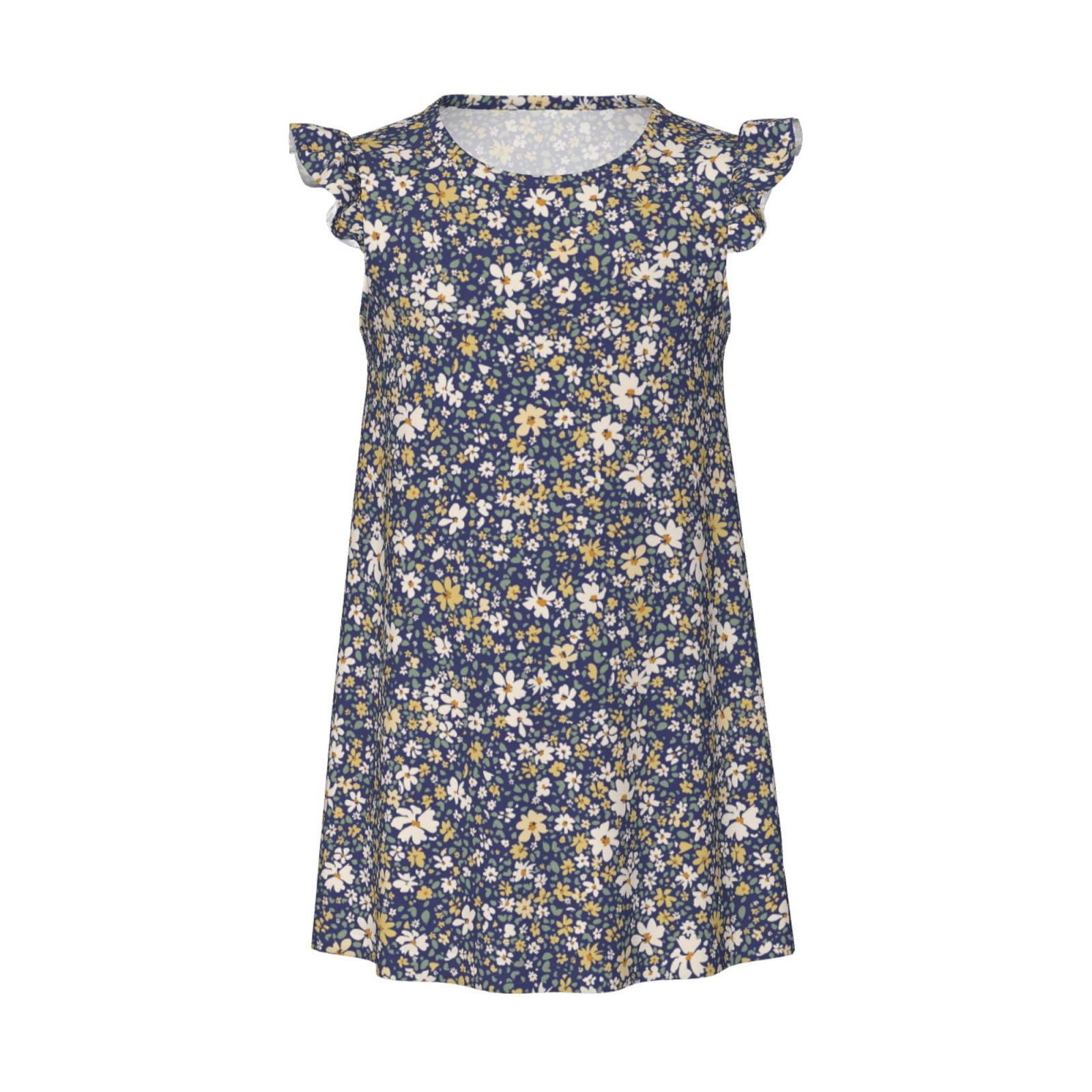 Disketp Daisies Flowers Print Girls Nightgowns 3-10 Years Flutter Short ...