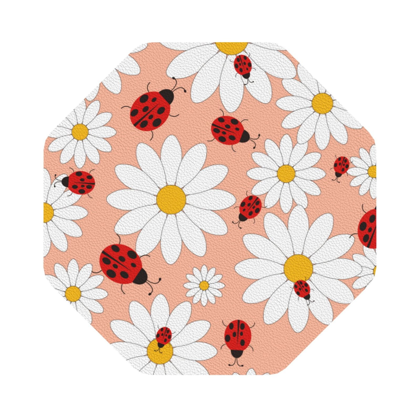 Disketp Daisy And Ladybug Funny Coasters,4 Pcs Leather Coasters With ...