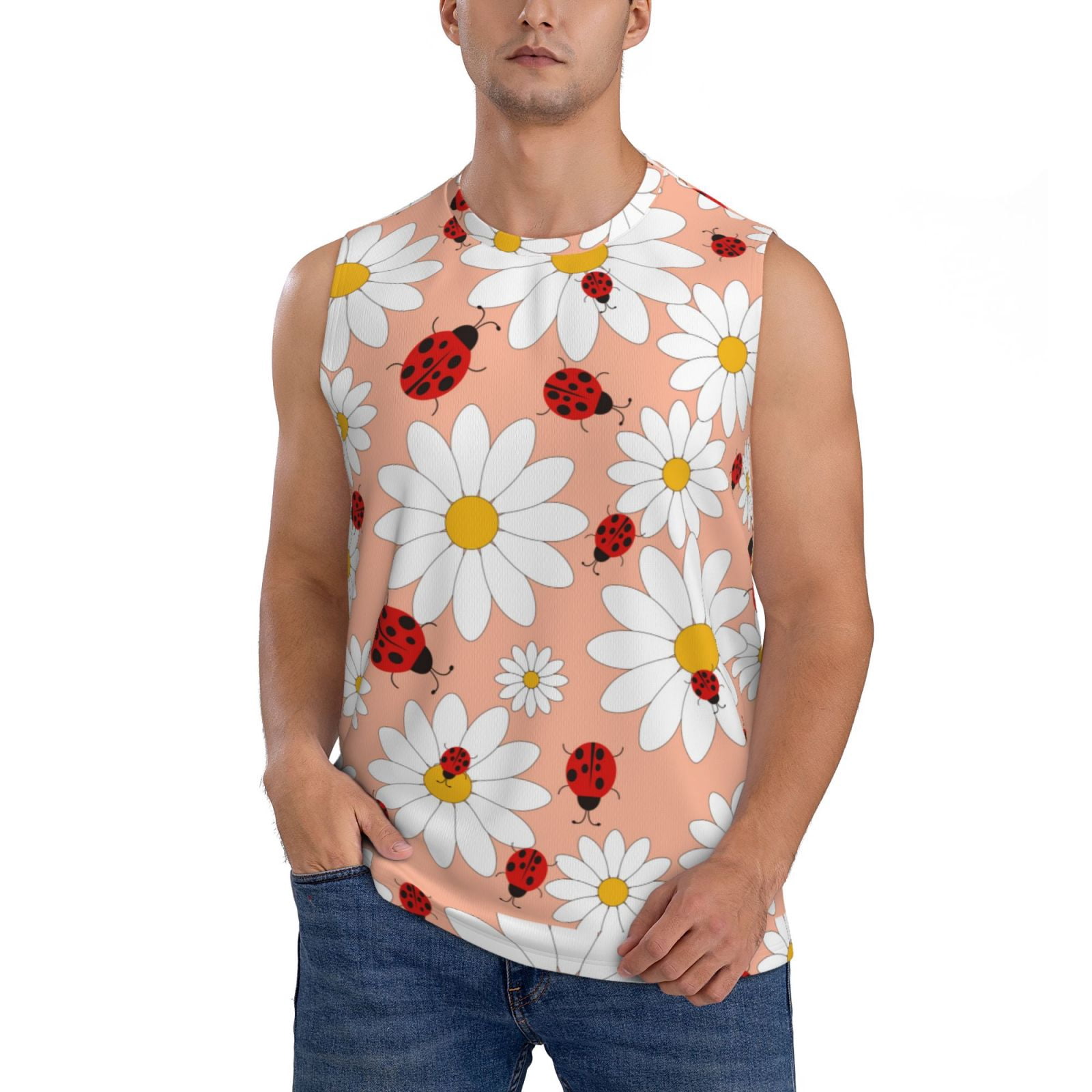 Disketp Daisy And Ladybug Sleeveless Tshirts For Men, Muscle Shirts For ...
