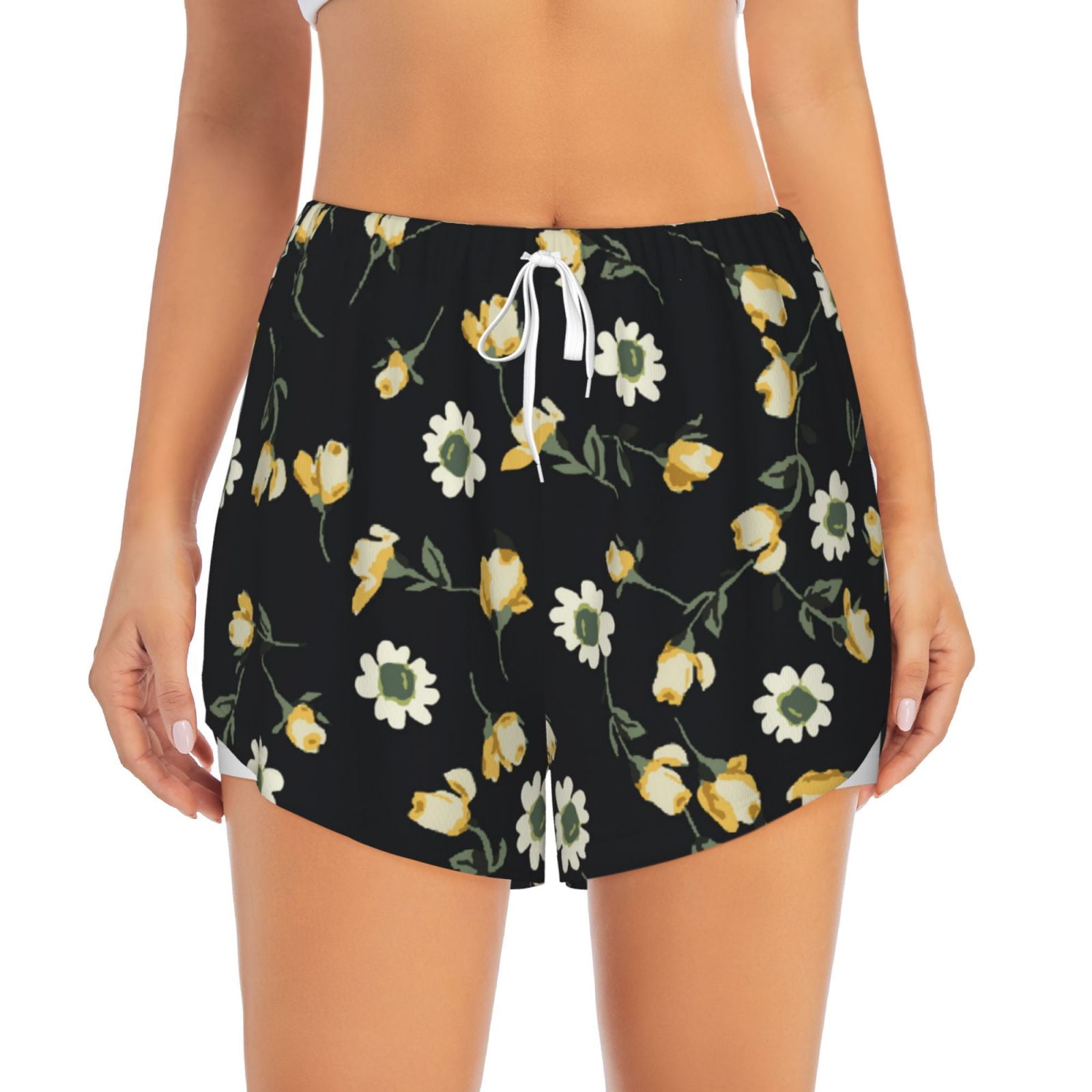 Disketp Daisy Print Women's Shorts Workout Shorts for Athletic Gym ...