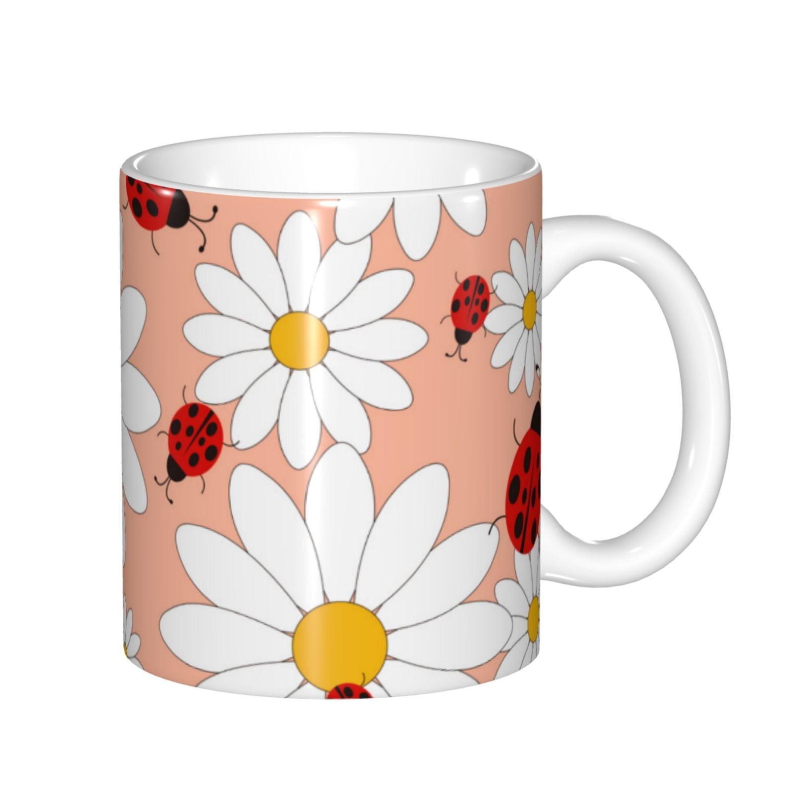 Disketp Daisy and Ladybug Large Coffee Mug with Handle Tea Cup Novelty ...