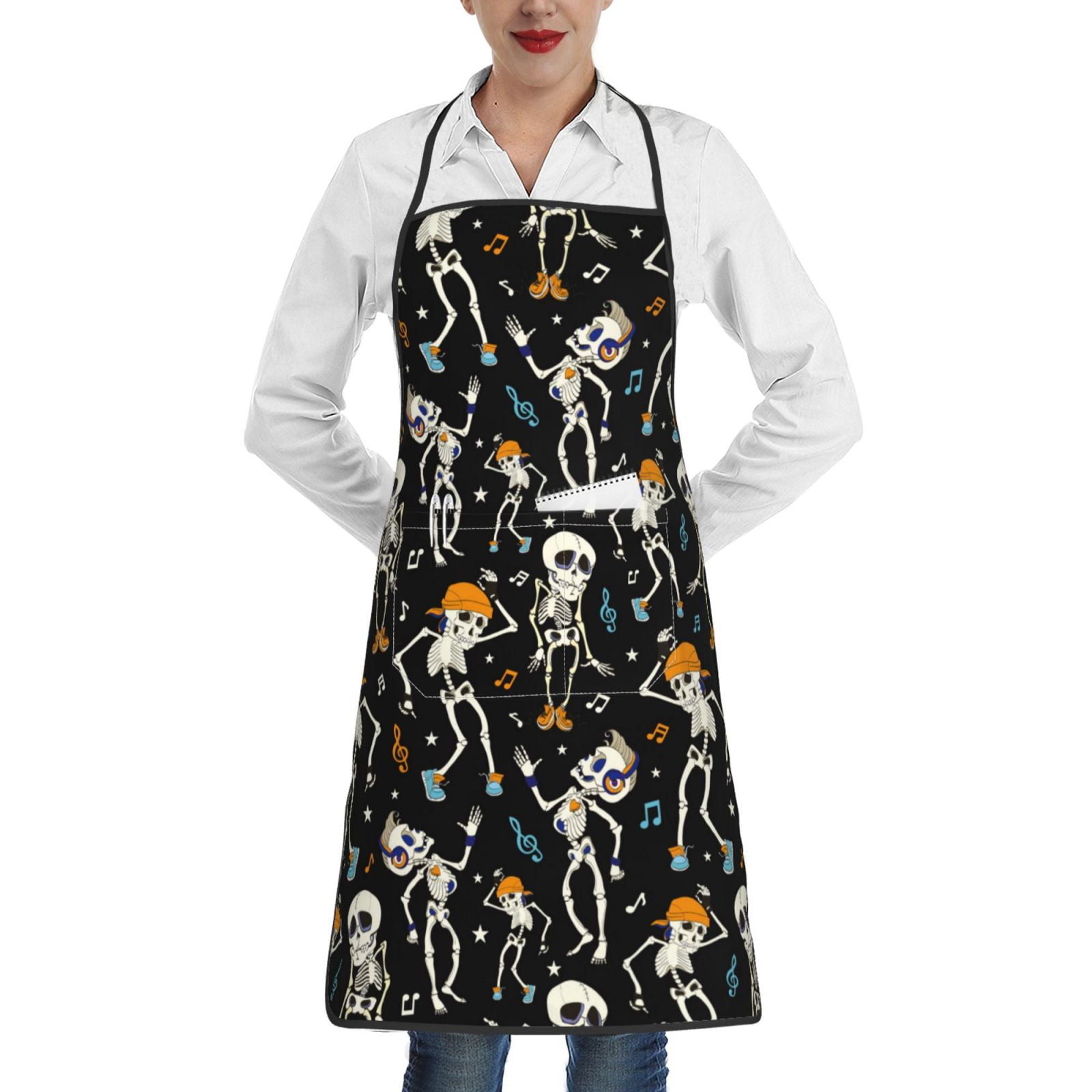 Disketp Dancing Skeleton Party Kitchen Apron with adjustable Aprons for ...