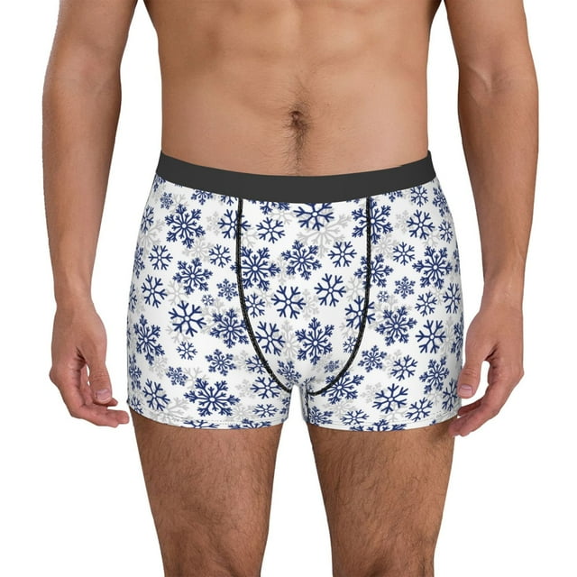 Disketp Dark Blue Snowflakes Men's Boxer Briefs,Soft and Breathable ...