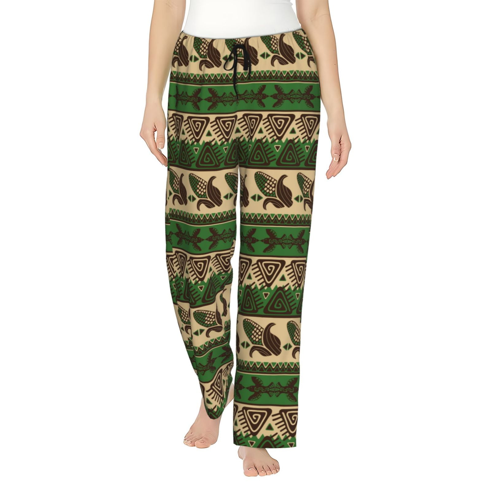 Disketp Dark Green Vintage Corn Pattern Women's Comfy Pajama Pants ...