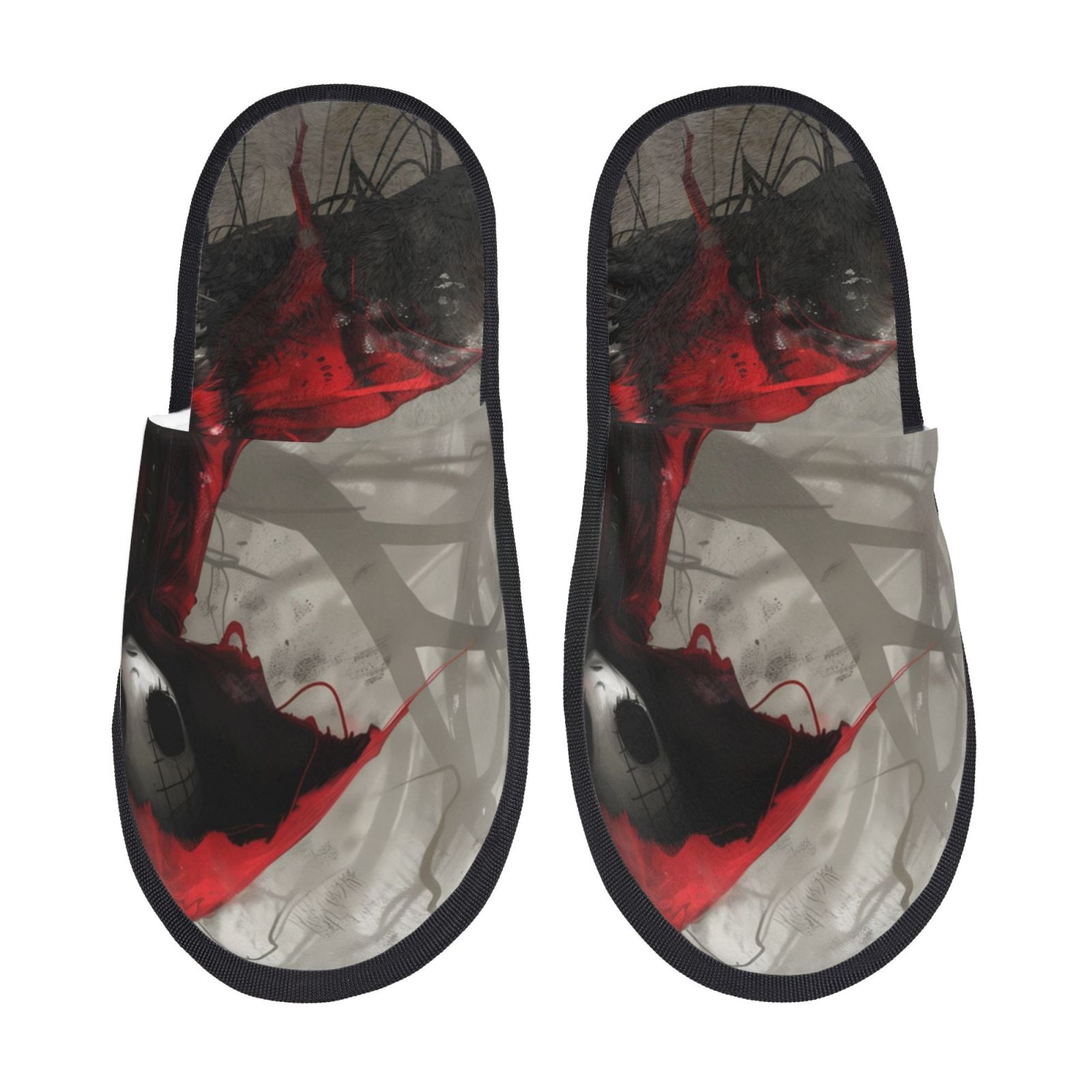 Disketp Dark Red Hooded Girl Fuzzy House Memory Foam Slippers, Furry ...