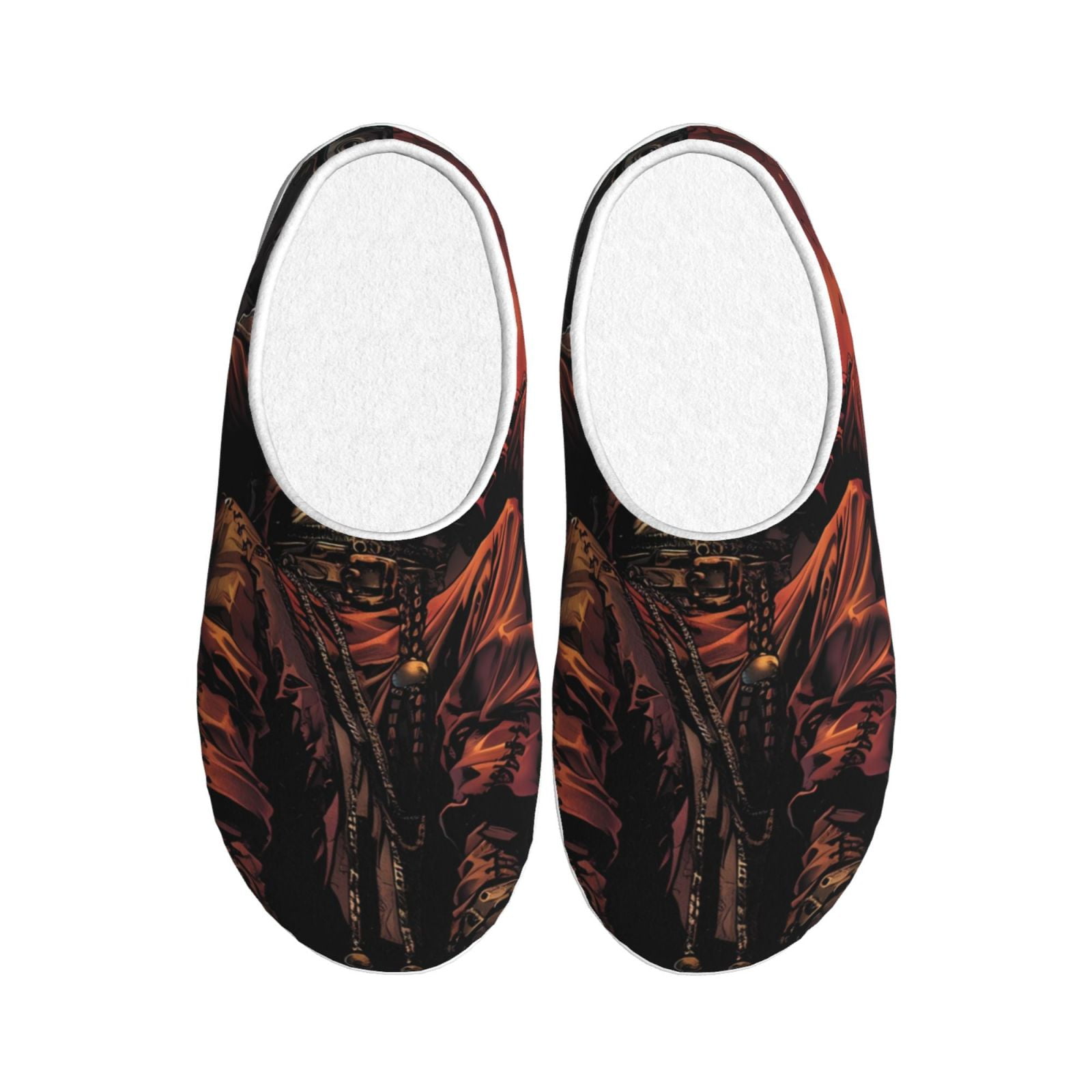 Disketp Dark Skull King Throne Women's Men's Slippers Plush Slip-On ...