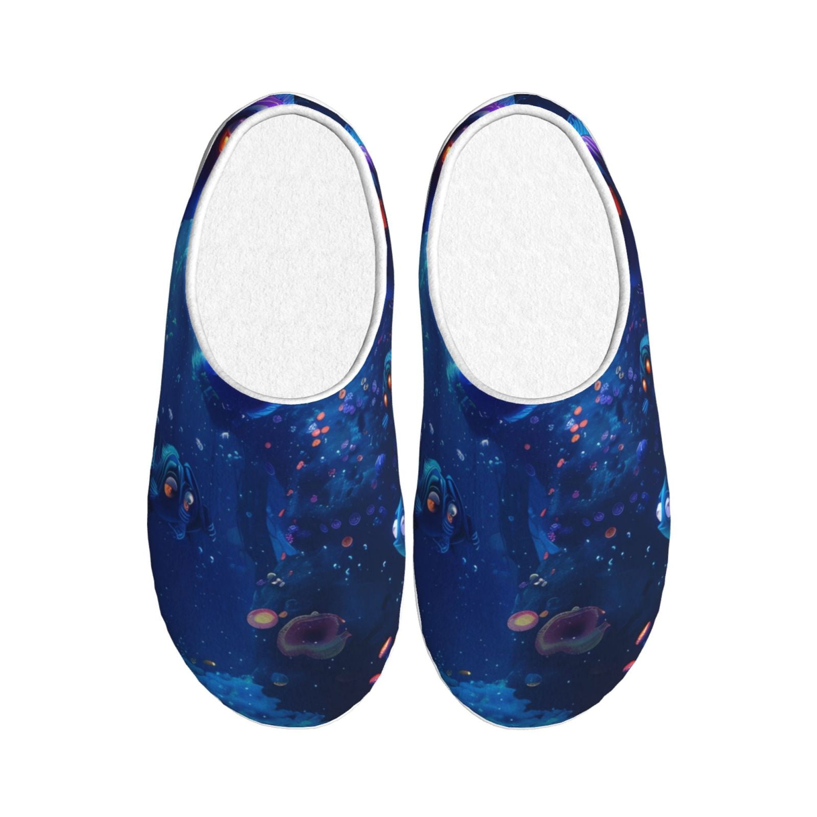 Disketp Deep Sea Glowing Fishes Women's Men's Slippers Plush Slip-On ...