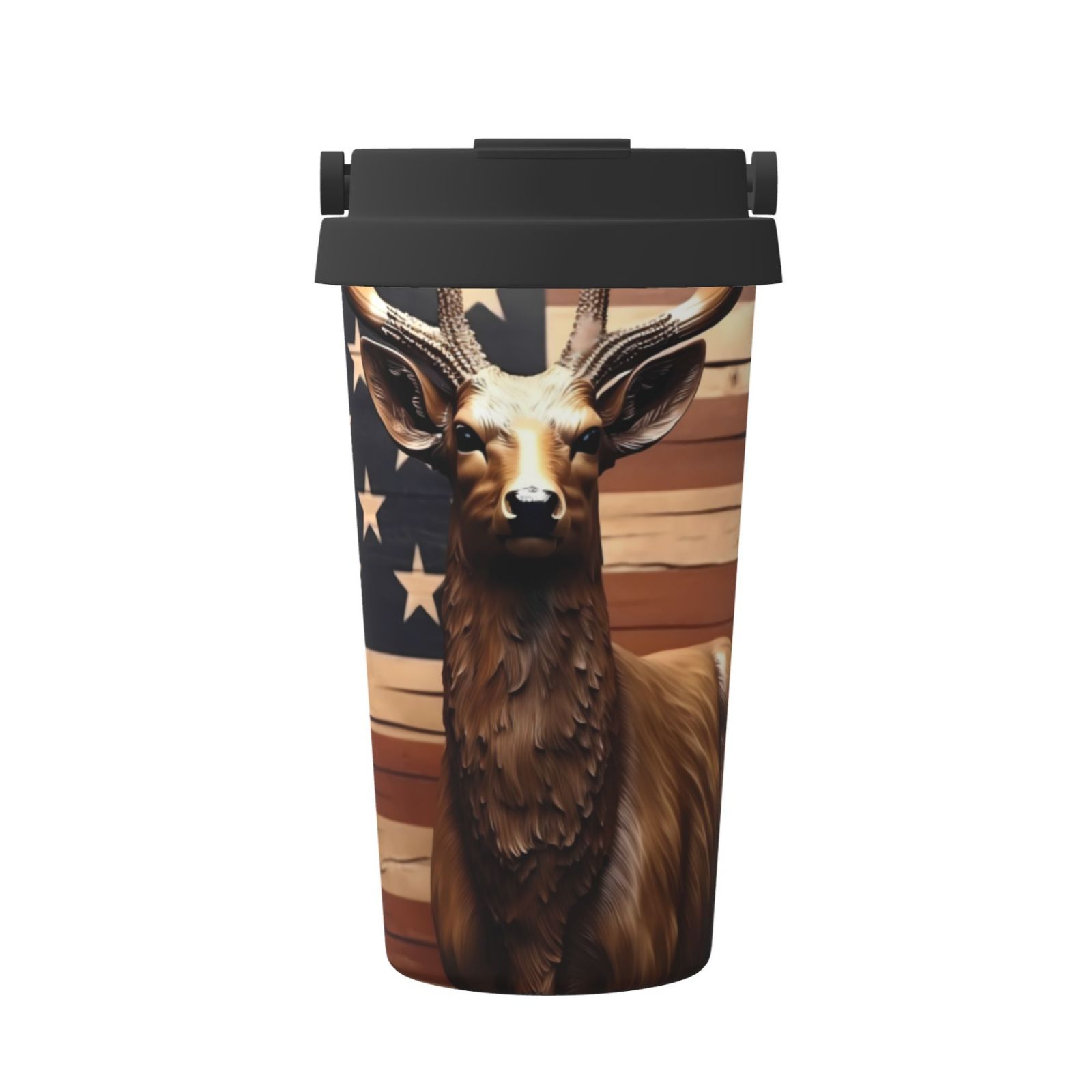 Disketp Deer American Flag Vintage Coffee Mug Pobtable To Stainless ...