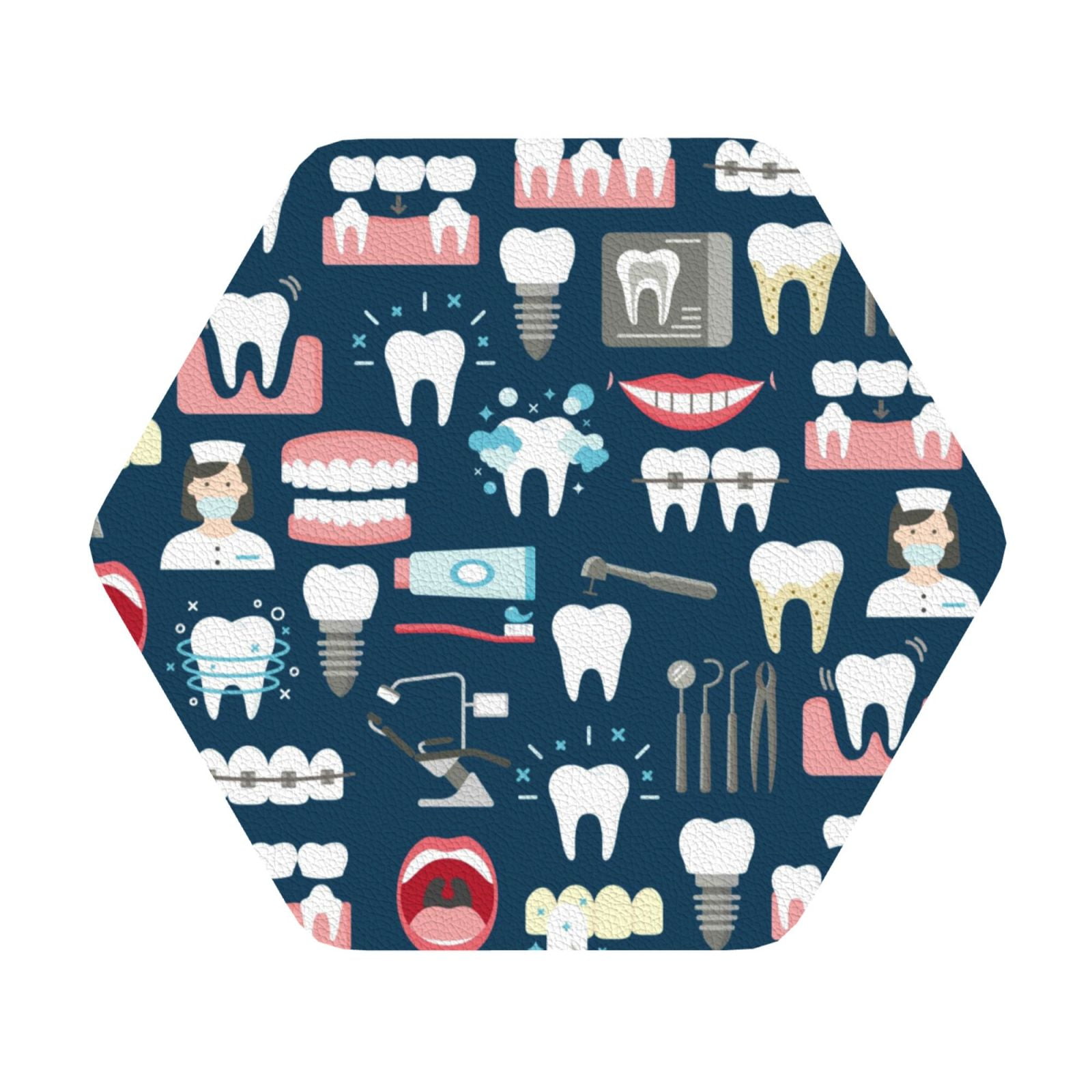 Disketp Dental Seamless Funny Coasters,4 Pcs Leather Coasters With ...