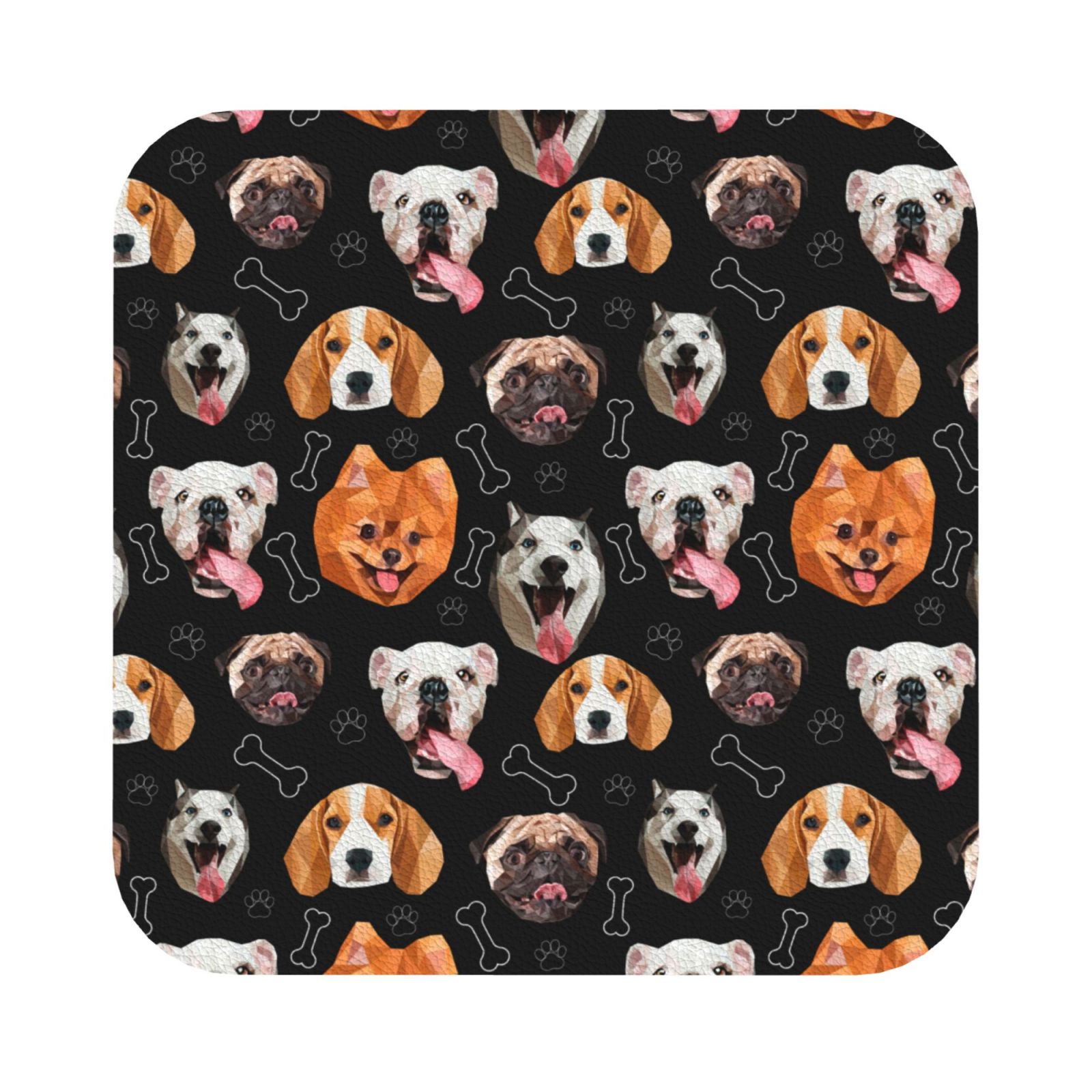 Disketp Different Breeds Of Dogs Funny Coasters,6 Pcs Leather Coasters ...