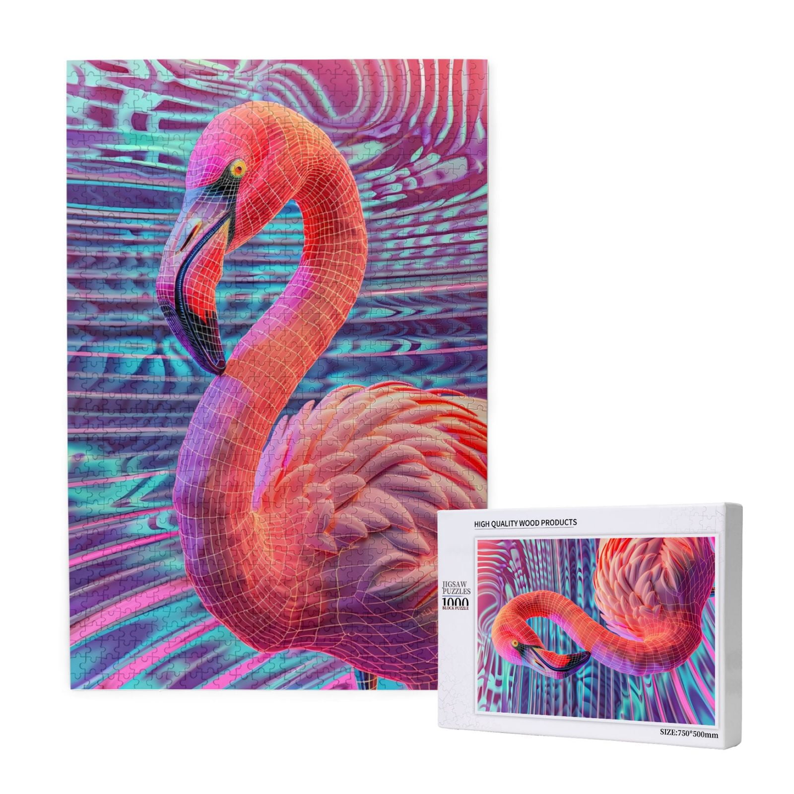 Disketp Digital Flamingo Vibrant Art Custom Puzzle Personalized Puzzles ...
