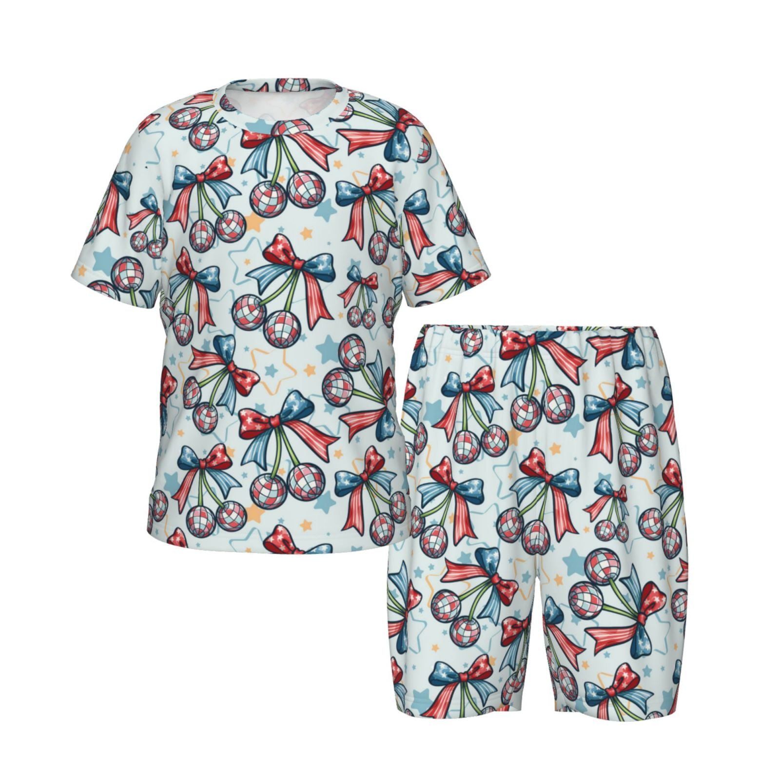 Disketp Disco Ball Cherry With Bow for Kids Short Sleeve Pajamas Kids ...