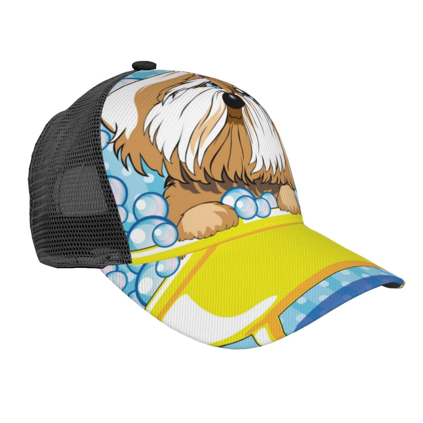 Disketp Dog Takes a Bath in the Bathtub Print Trucker Hat Men Women ...