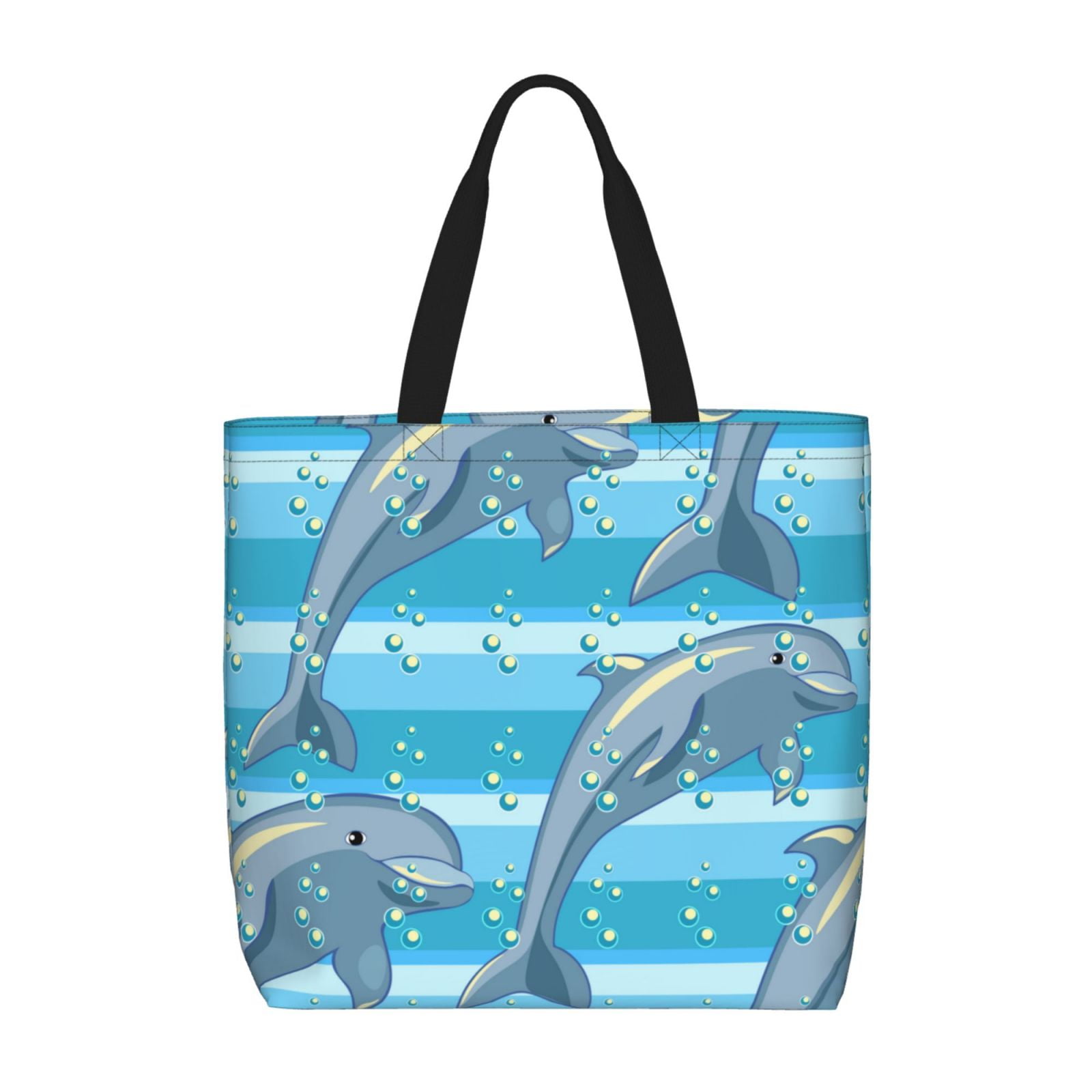 Disketp Dolphin Canvas Tote Bag,Women Shoulder Bag Crossbody Handbag ...