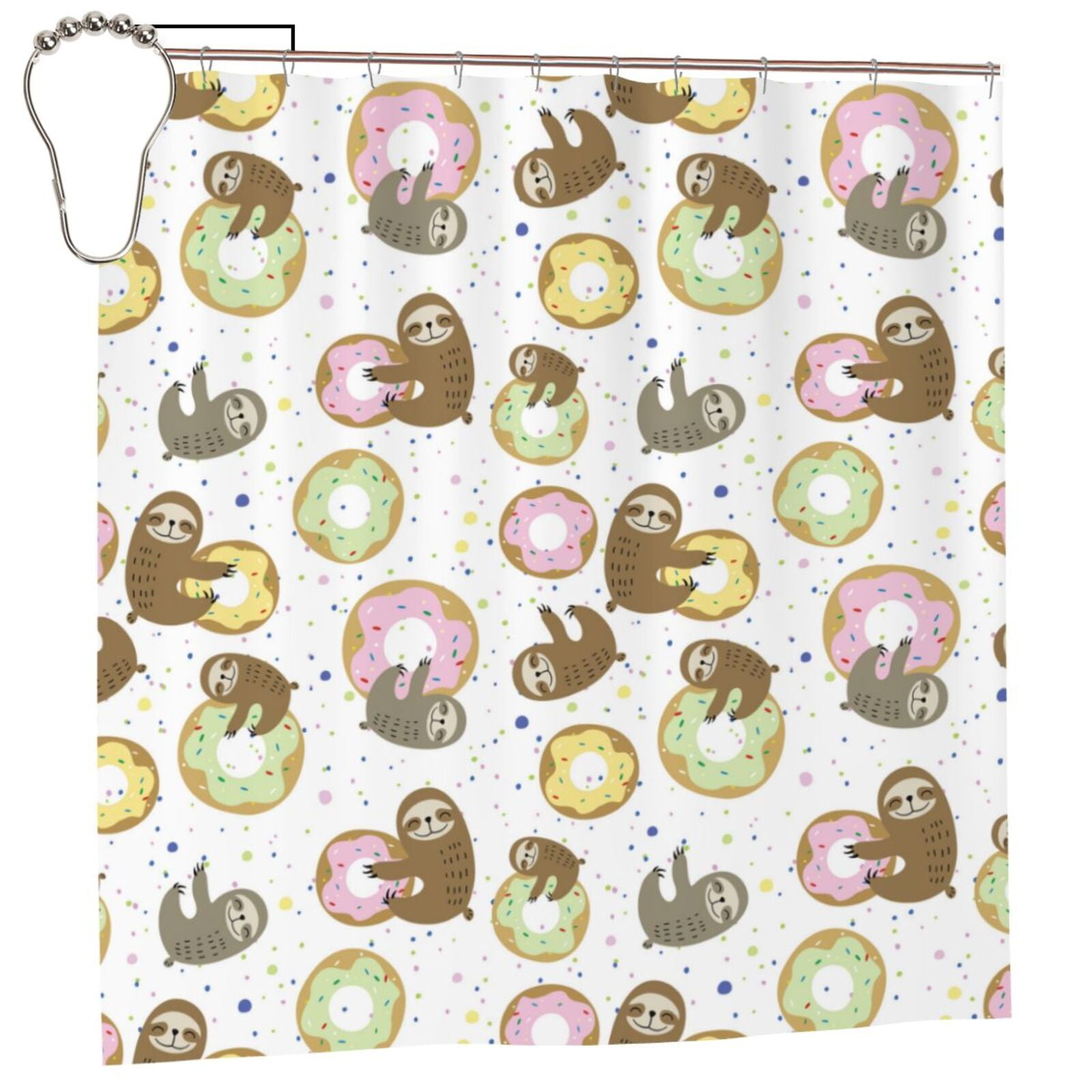 Disketp Donut Sloth Stall Fabric Shower Curtain Liner Waterproof - 72 ...