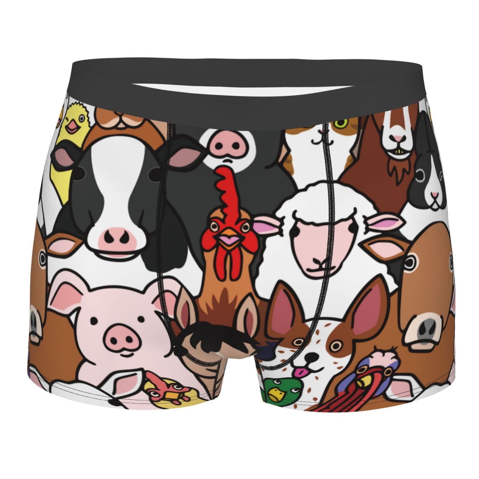 Disketp Doodle Farm Animals Faces Men'S Boxer Briefs,Soft And ...