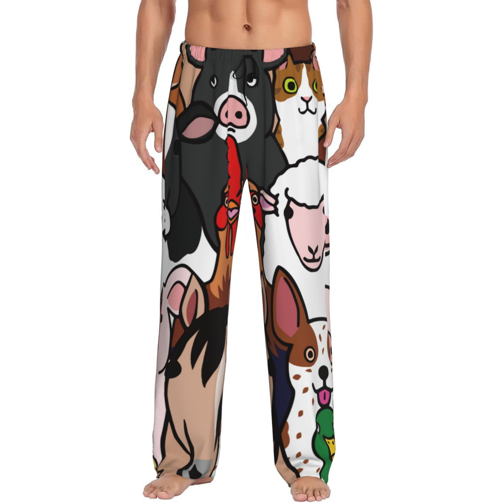 Disketp Doodle Farm Animals Faces Men'S Pajama Pants - Ultra Soft ...