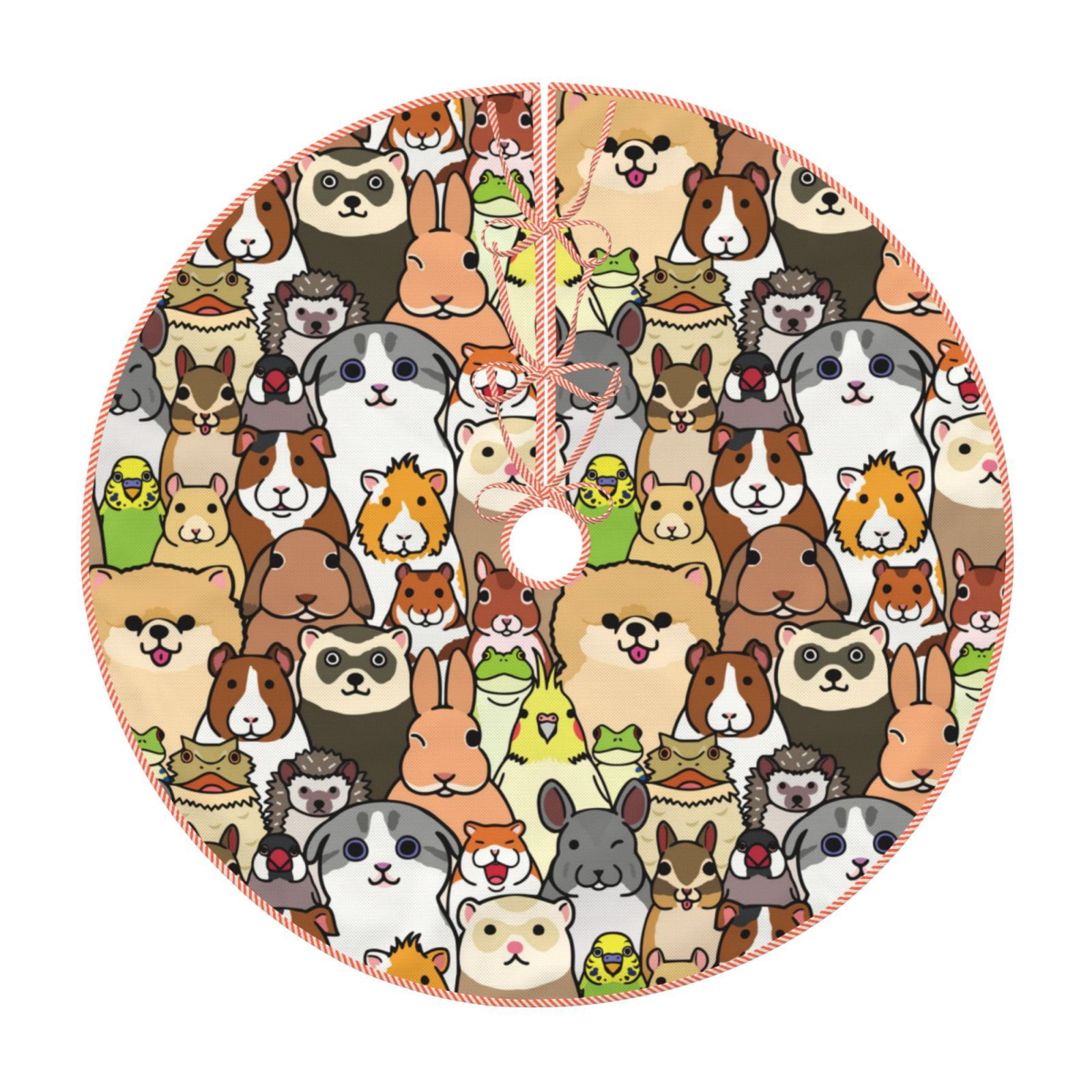 Disketp Doodle Pet Animals Face Christmas Tree Skirt, Christmas Tree ...