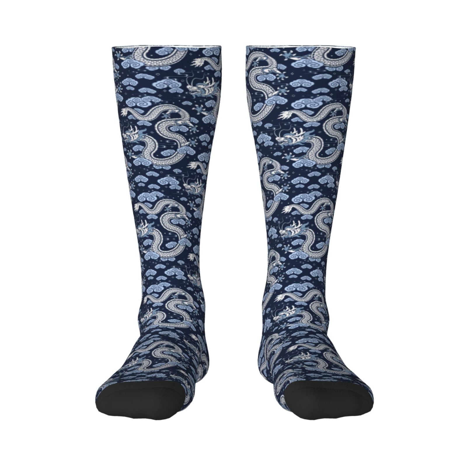 Disketp Dragon Print Unisex Contrast Color Stockings Lightweight ...