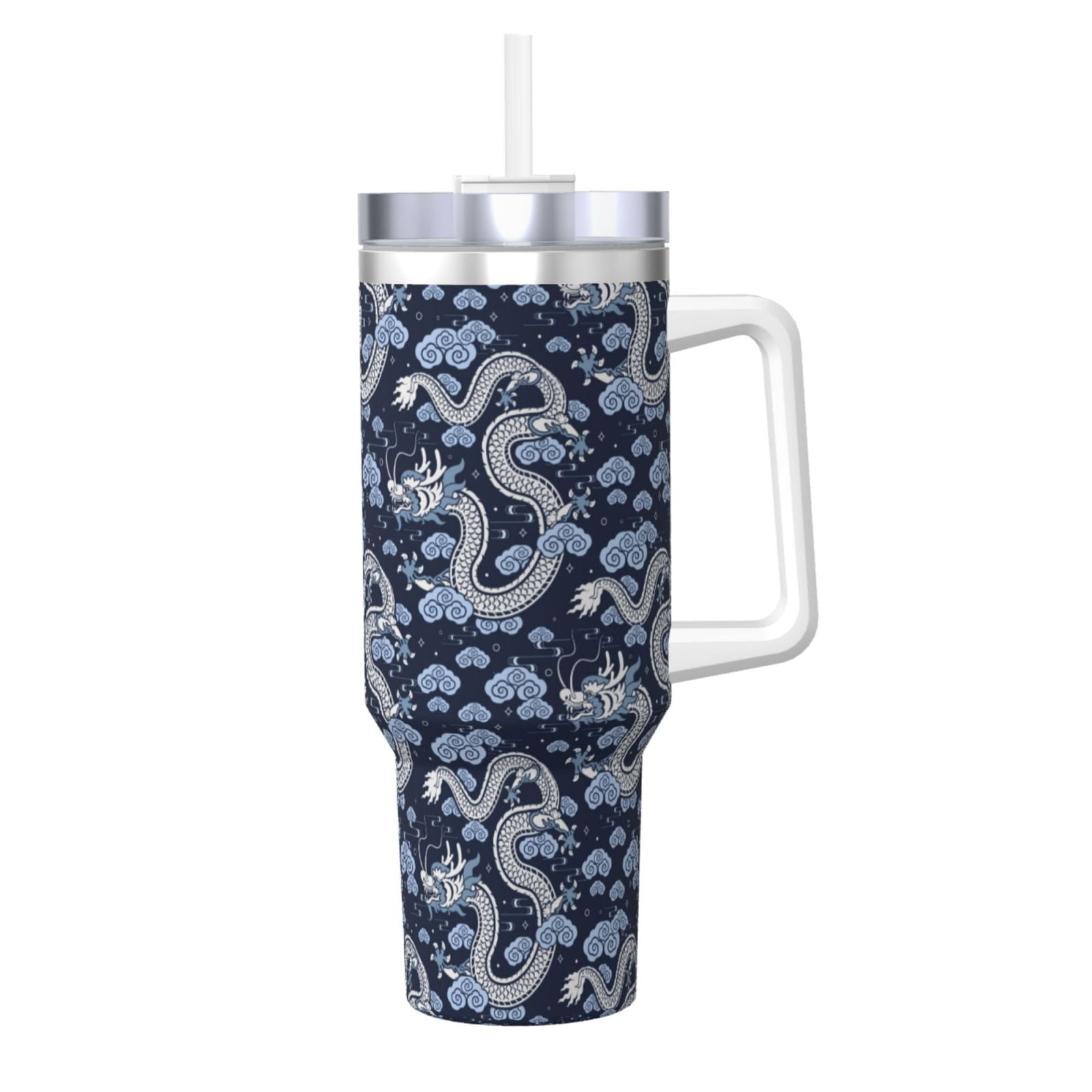 Disketp Dragon for 40 OZ Stainless Steel with Handle Lid Straw for Women Men Birthday Presents ...