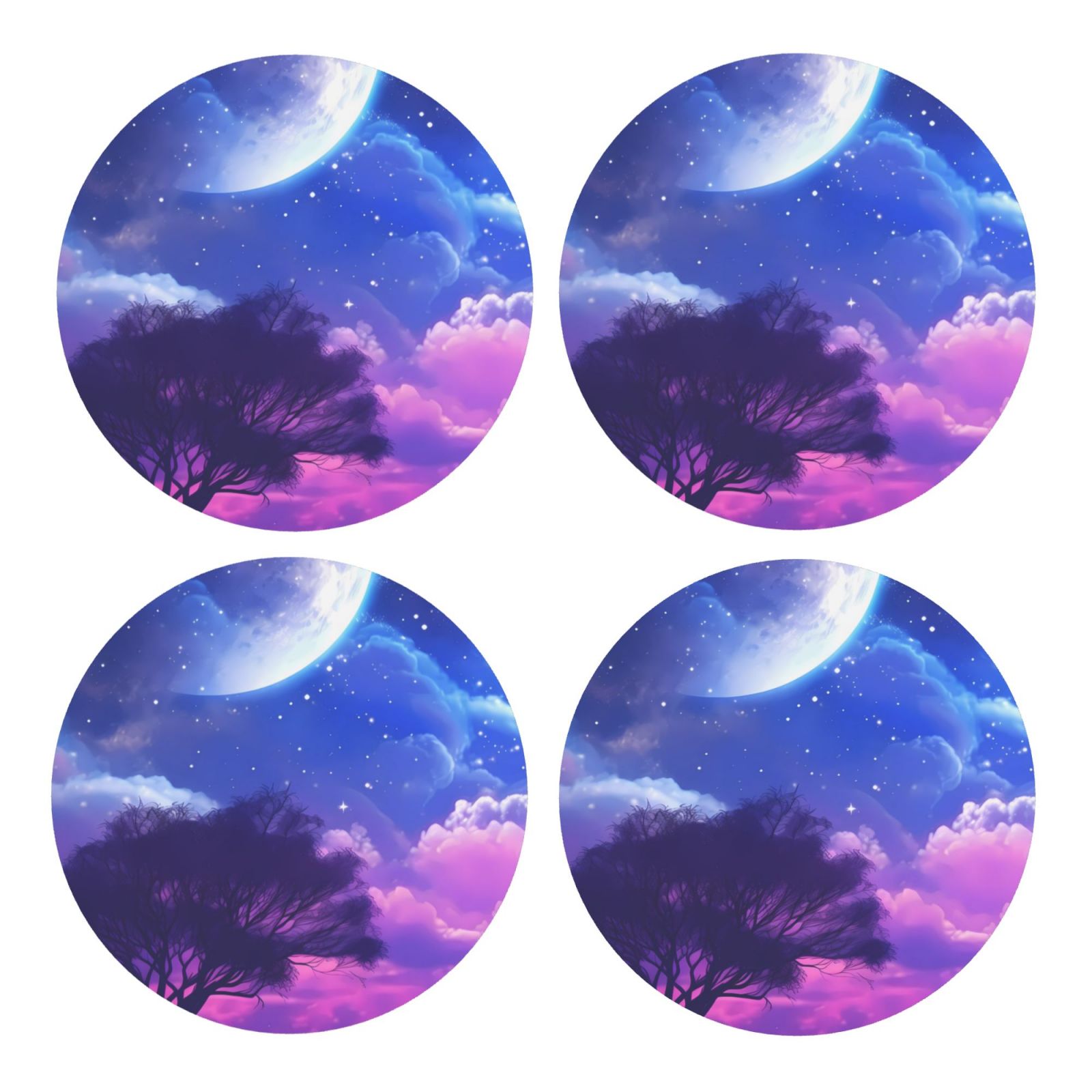 Disketp Dreamy Colorful Starry Sky MDF Cork Coaster 4 Pcs - Absorbent ...