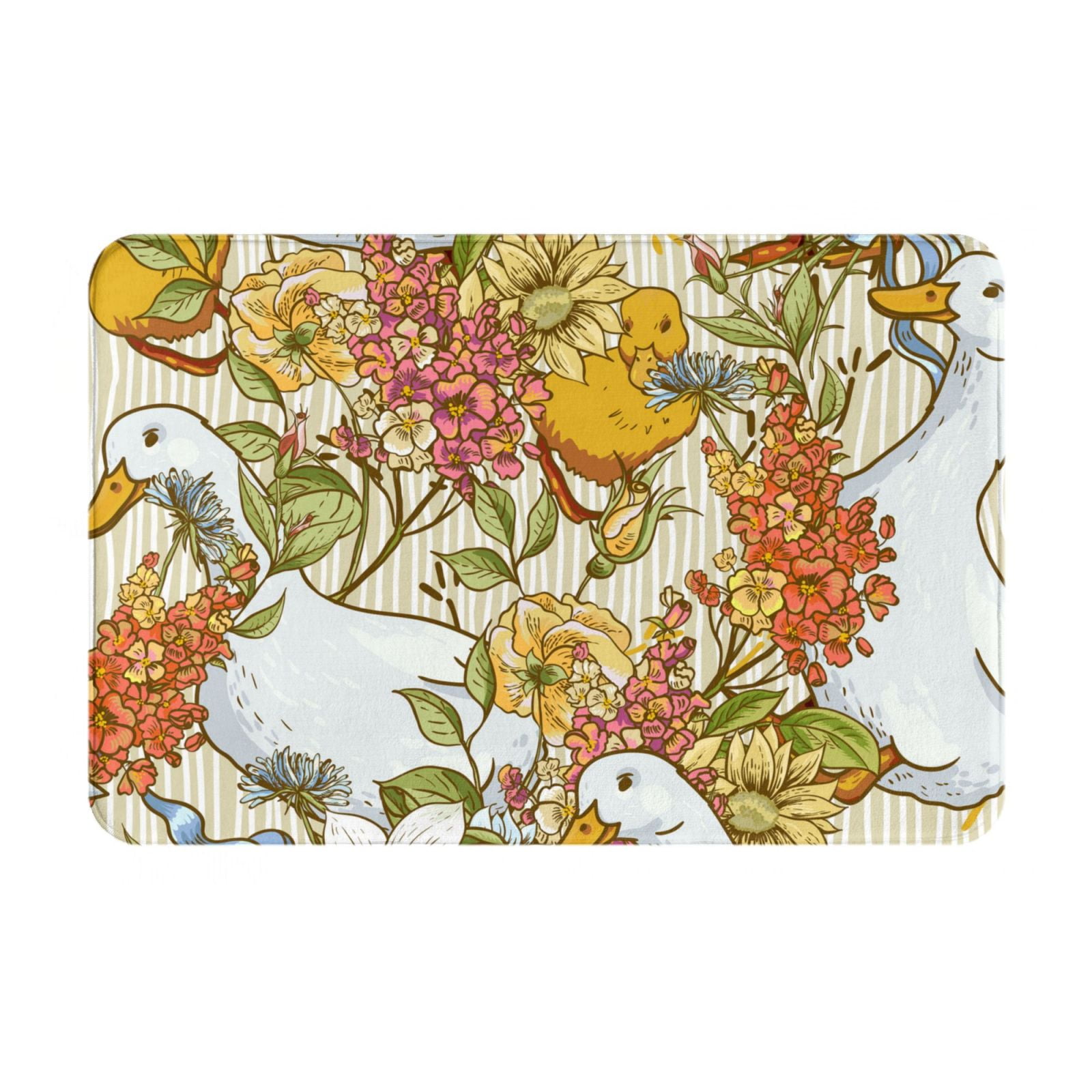 Disketp Ducks And Flowers Mat For Front Door Outside - Doormat Outdoor ...
