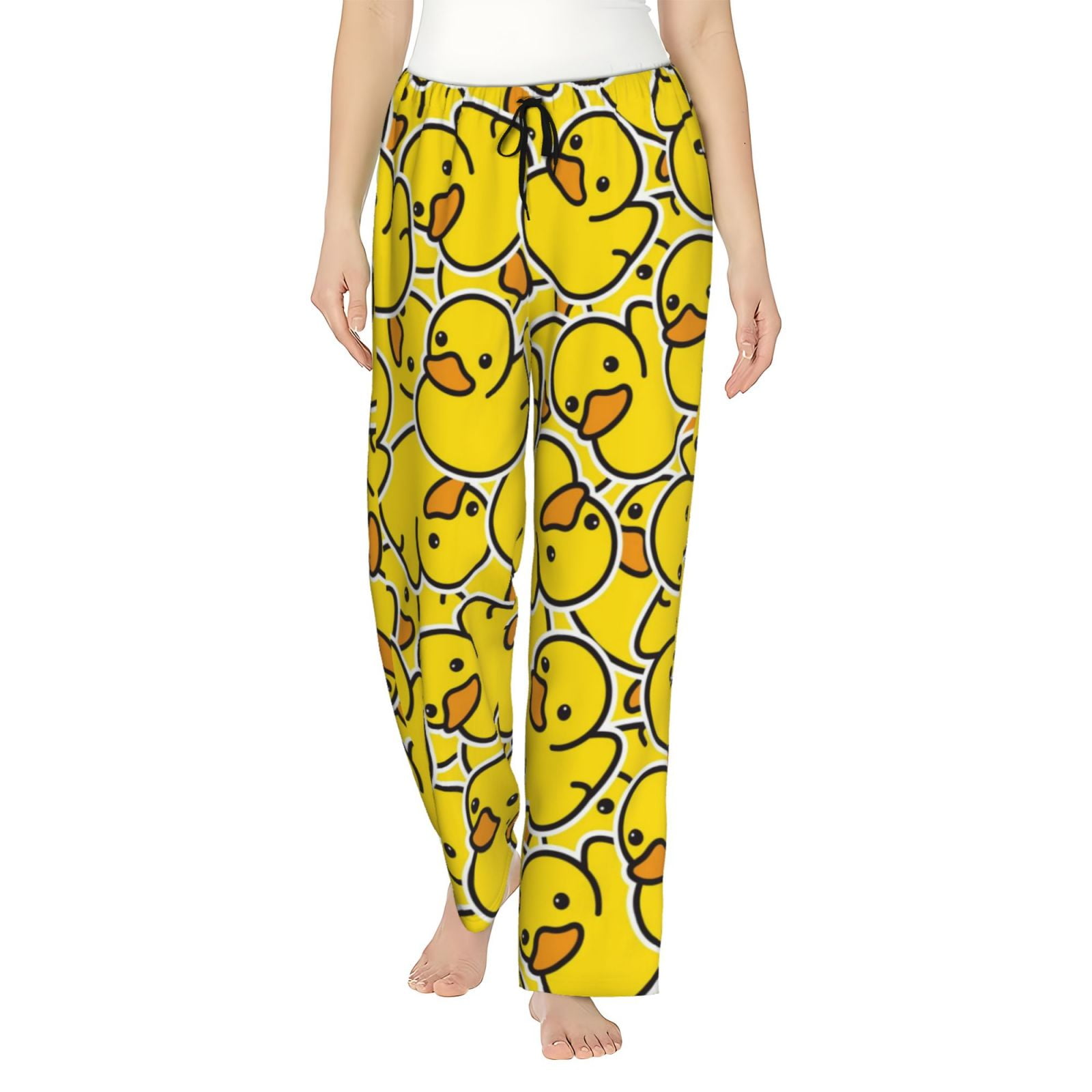 Disketp Ducky Cartoon Animal Yellow Print Women'S Comfy Pajama Pants ...