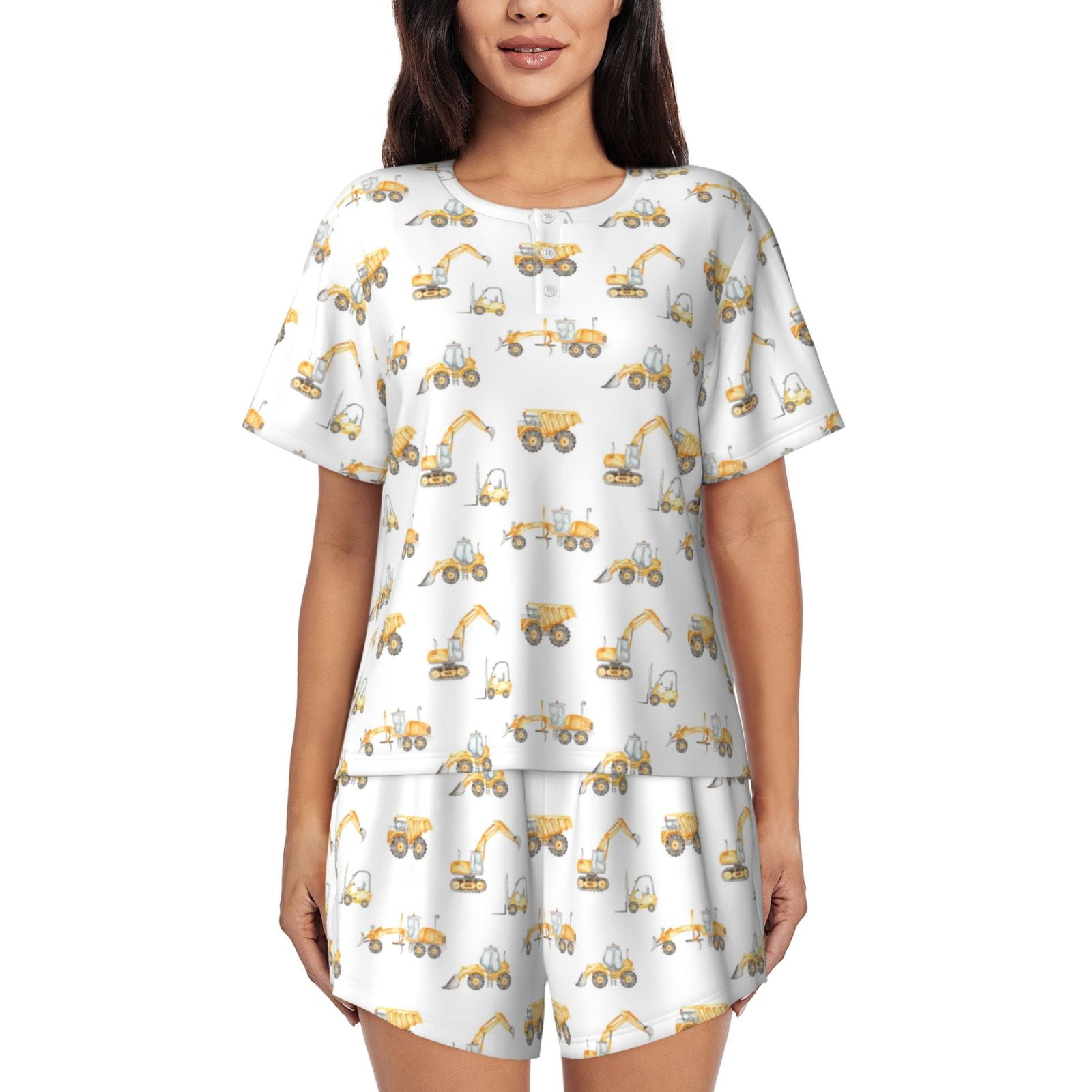 Disketp Dump Truck for 2 Piece Shorts Sleepwear Women's Short-Sleeved ...