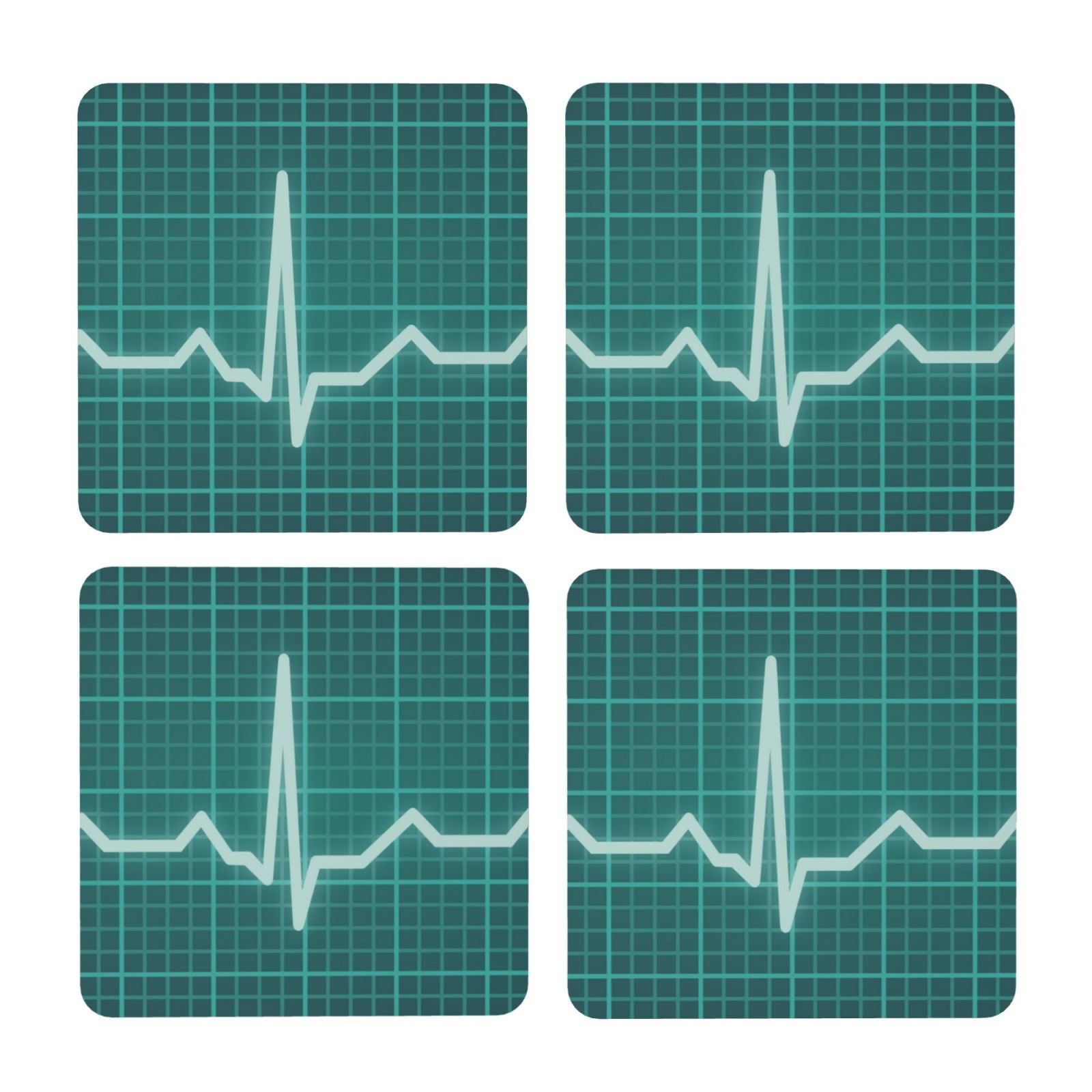 Disketp ECG Wave MDF Cork Coaster 4 Pcs - Absorbent Beverage Coasters ...