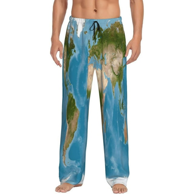 Disketp Earth View World Map Men'S Pajama Pants - Ultra Soft Fleece ...