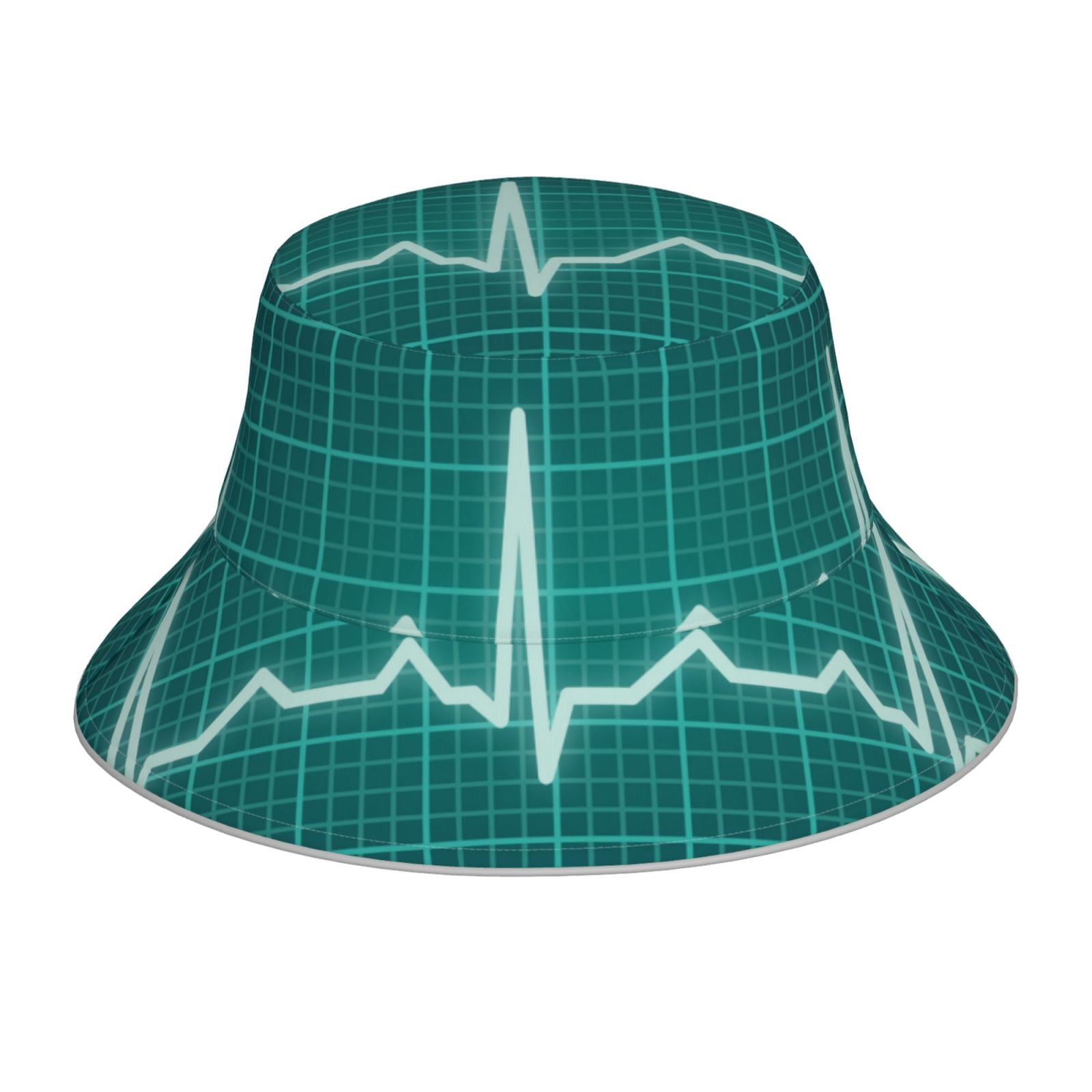 Disketp Ecg Wave Print Reflective Bucket Hat Beach Hat Summer Travel ...