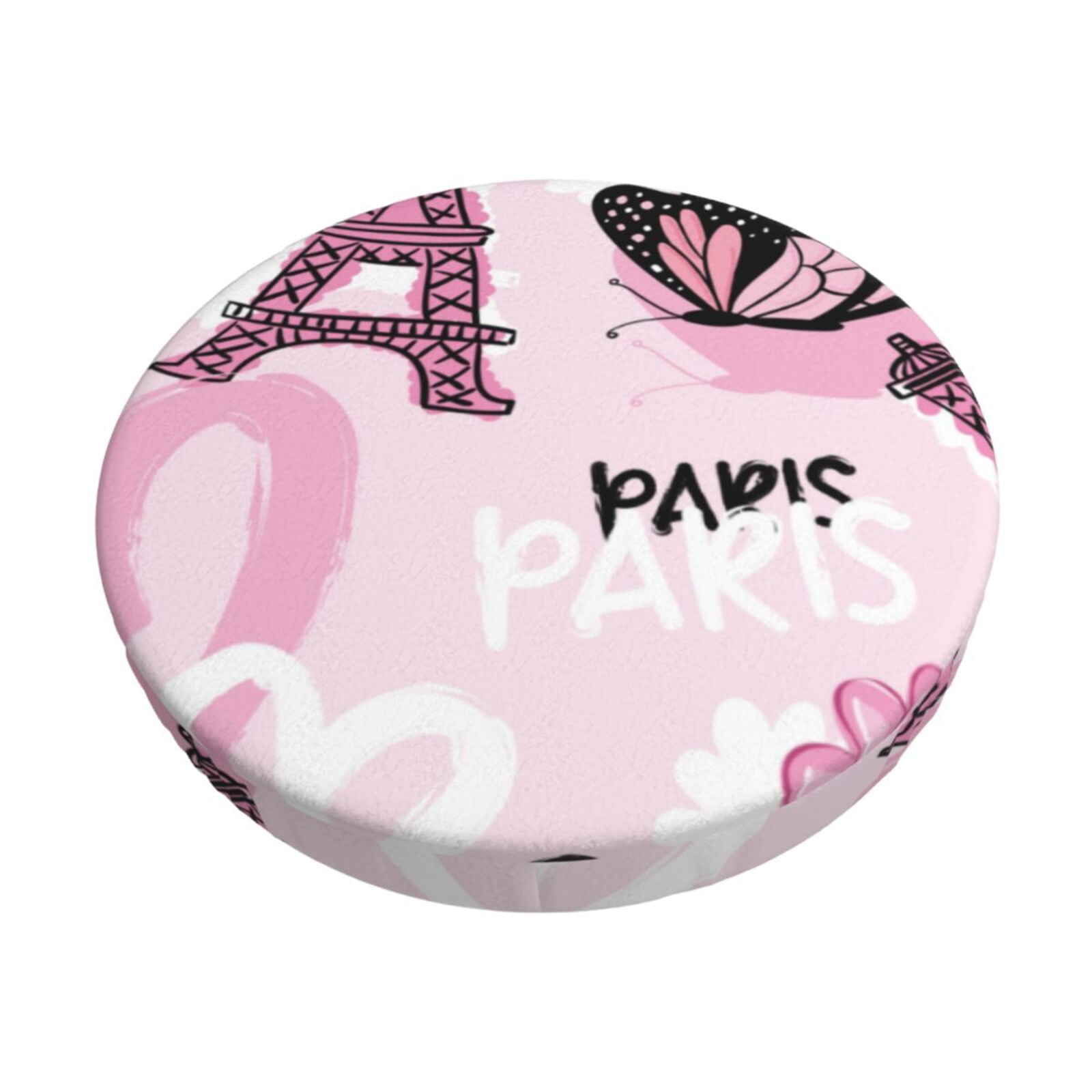 Disketp Eiffel Tower And Butterflies Stool Covers Round, Super Soft ...