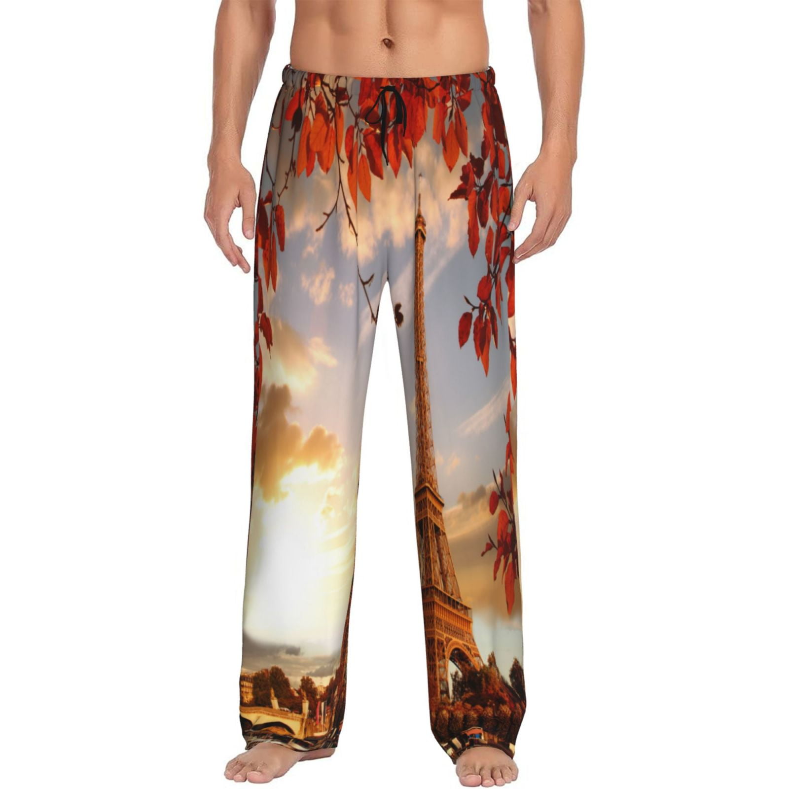 Disketp Eiffel Tower Men'S Pajama Pants - Ultra Soft Fleece Sleep And ...