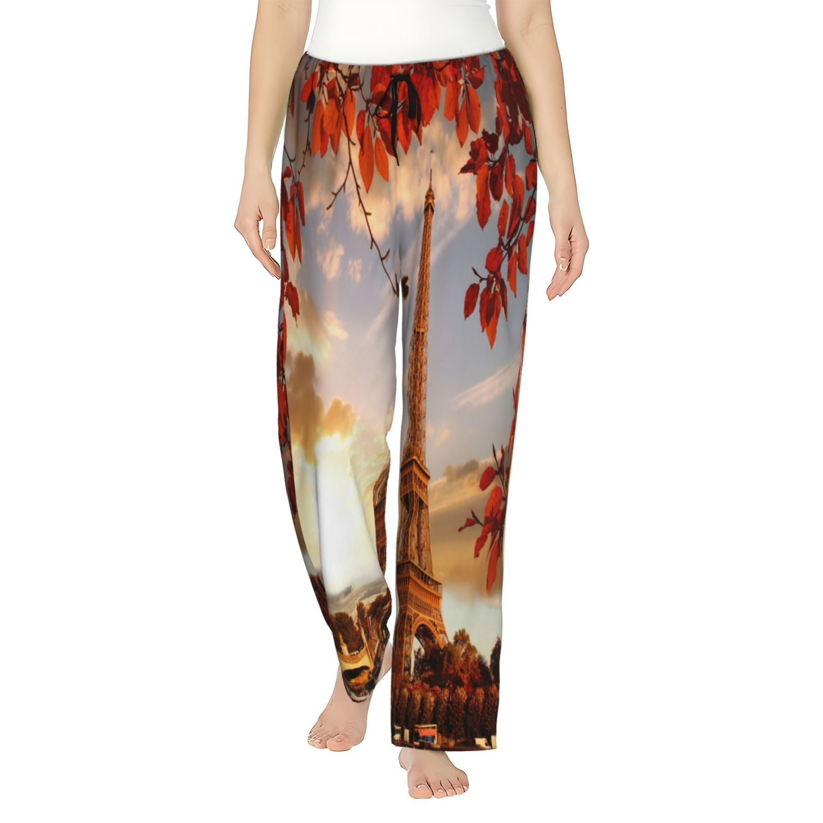 Disketp Eiffel Tower Print Women'S Comfy Pajama Pants Casual Drawstring ...