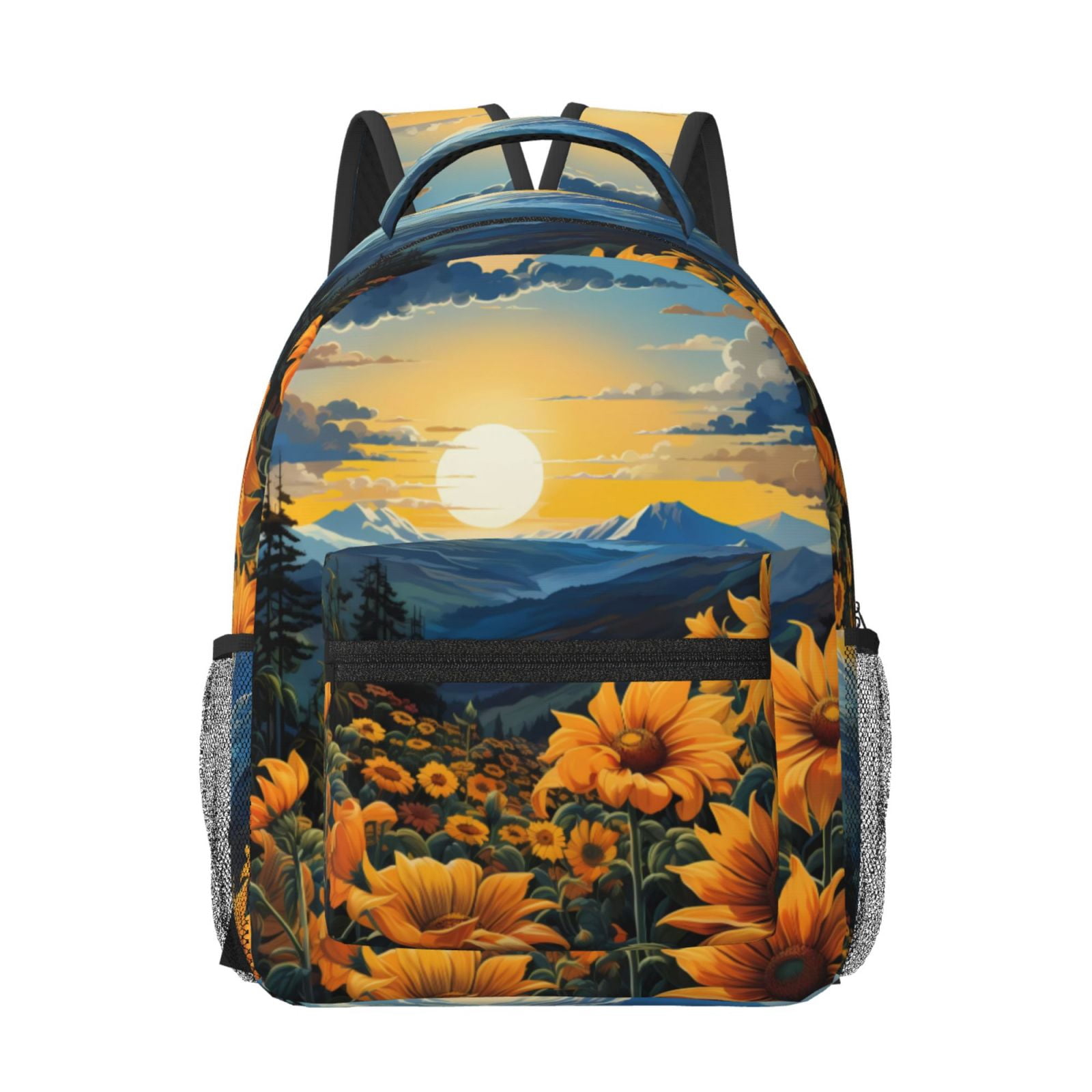 Disketp Elegant Sunset Sunflower Backpack - Comfortable Daypack with ...