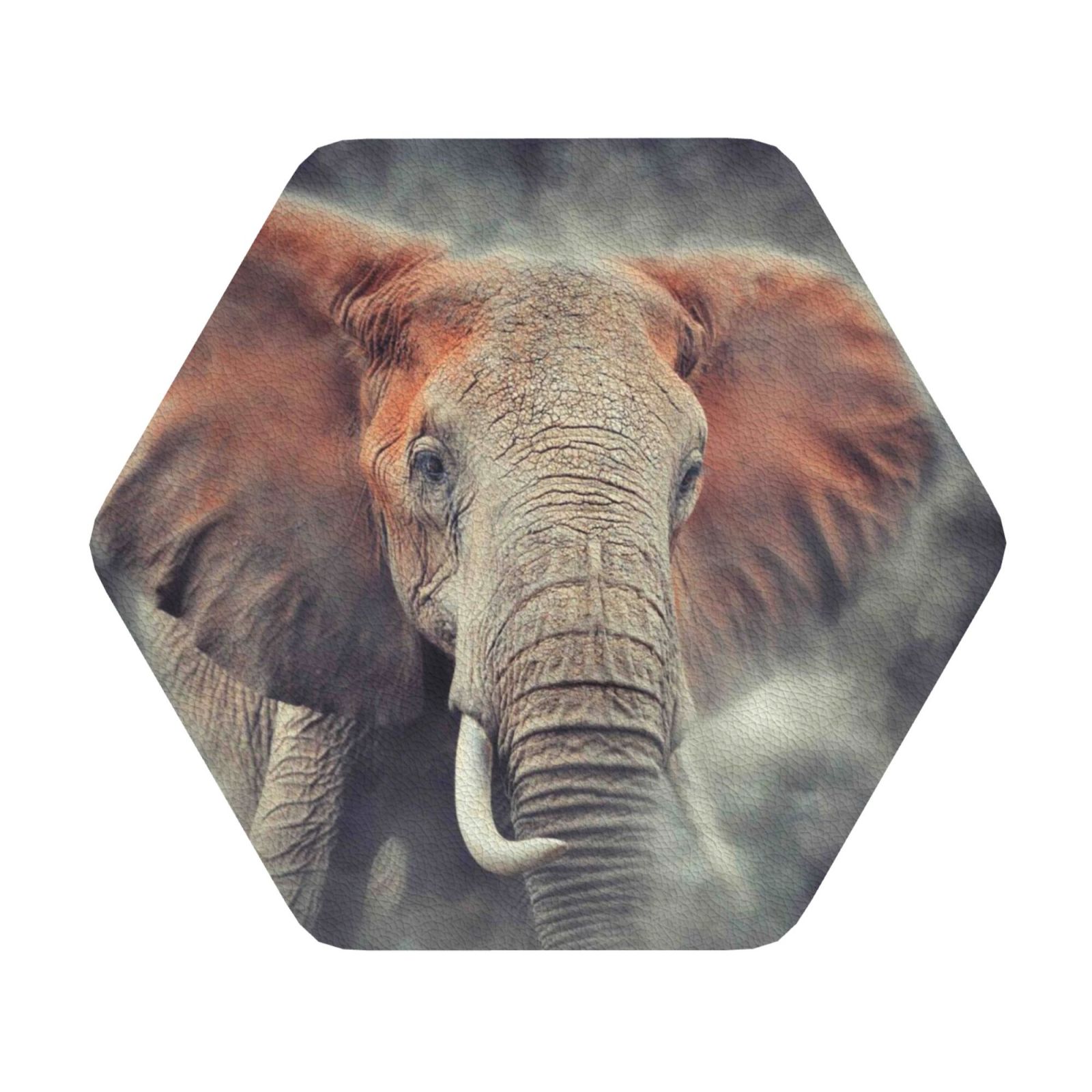 Disketp Elephant In Smoke Funny Coasters,4 Pcs Leather Coasters With ...