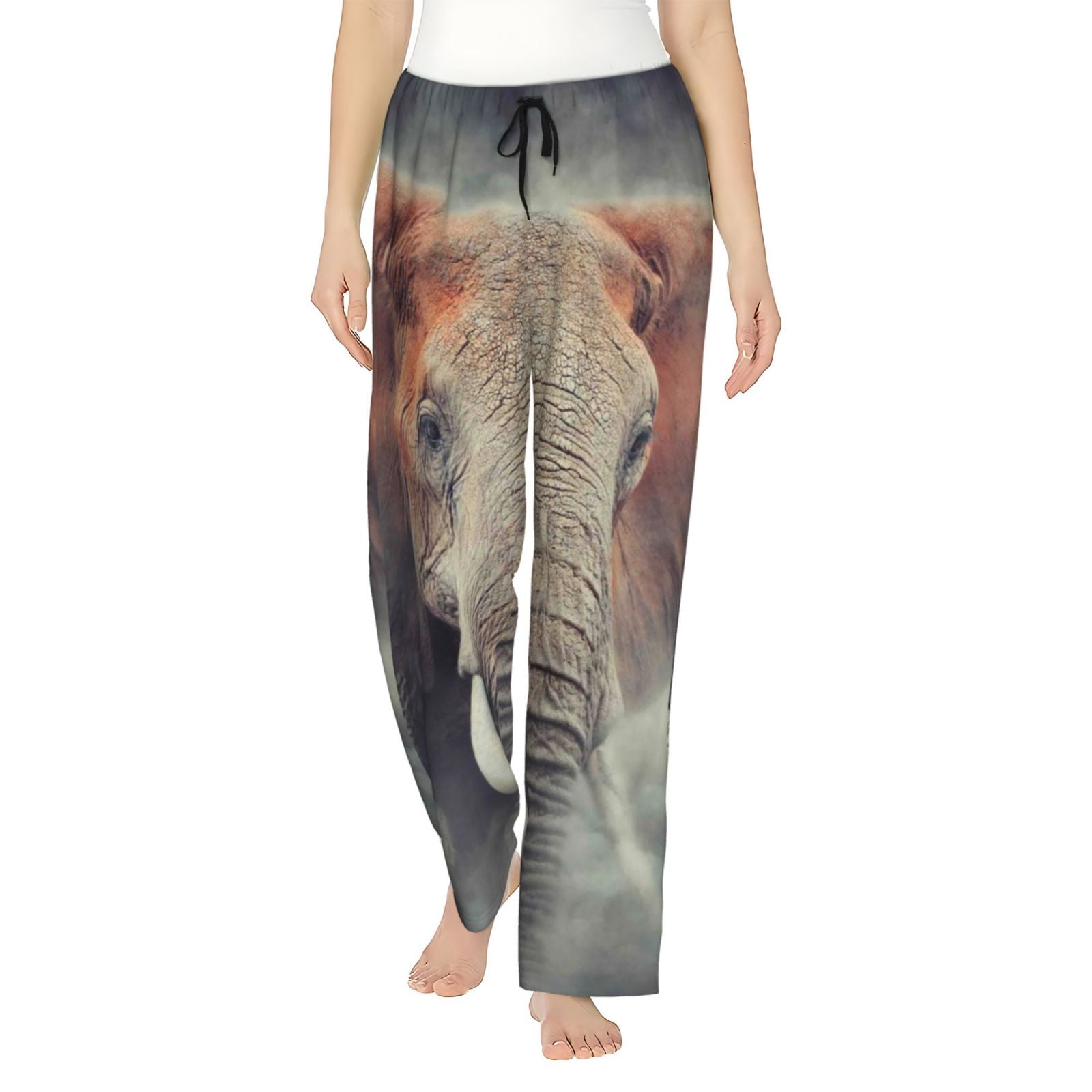 Disketp Elephant In Smoke Print Women'S Comfy Pajama Pants Casual ...