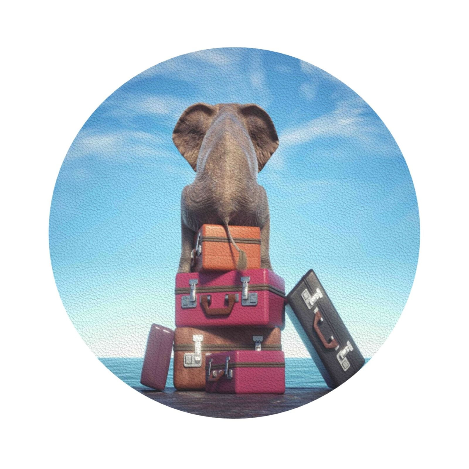 Disketp Elephant Sits On A Stack Funny Coasters,6 Pcs Leather Coasters ...