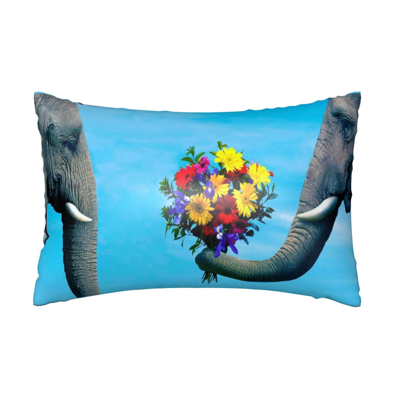 Disketp Elephant Trunk Couple Flowers Satin Pillowcase For Hair And ...