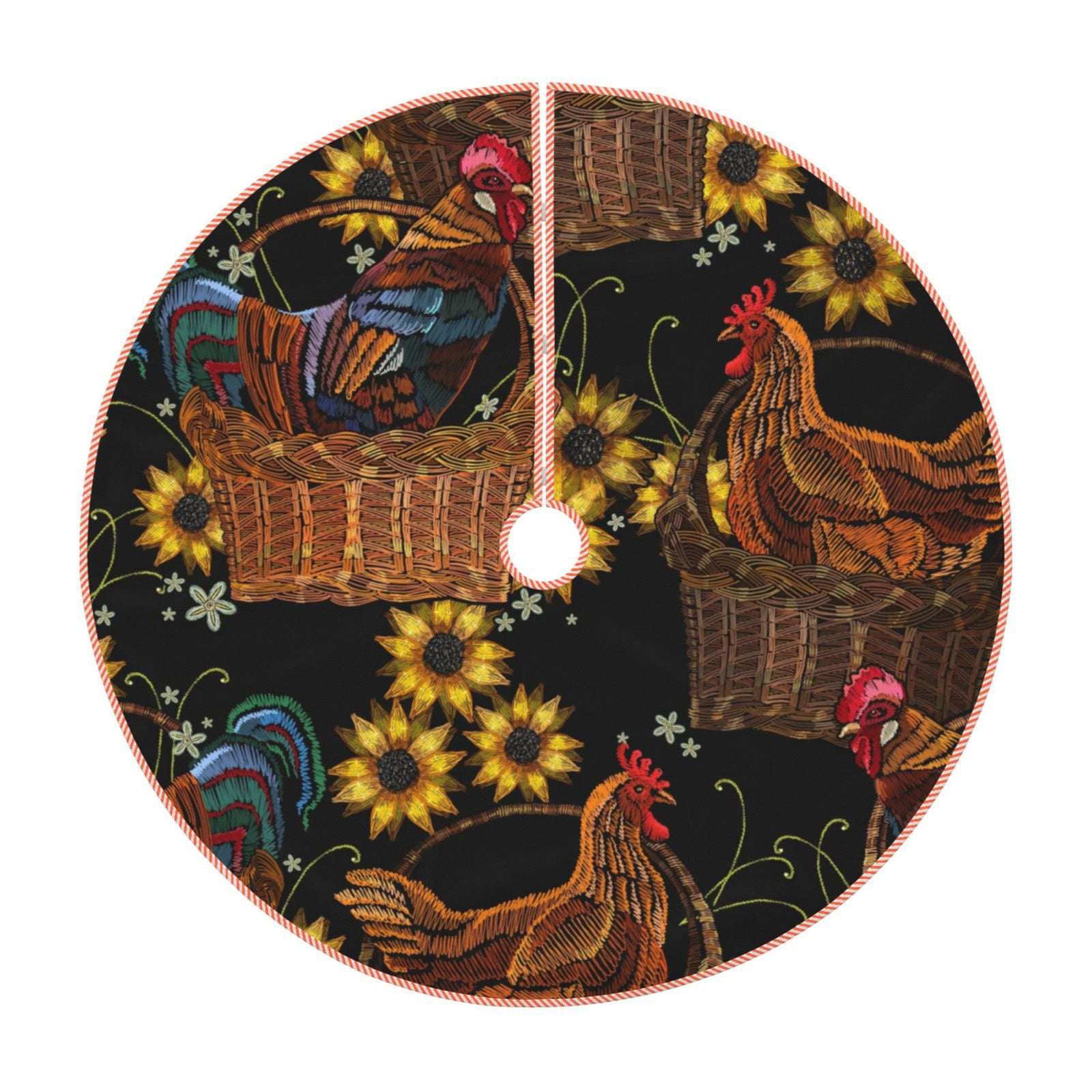 Disketp Embroidery Chicken Rooster Christmas Tree Skirt, Christmas Tree ...
