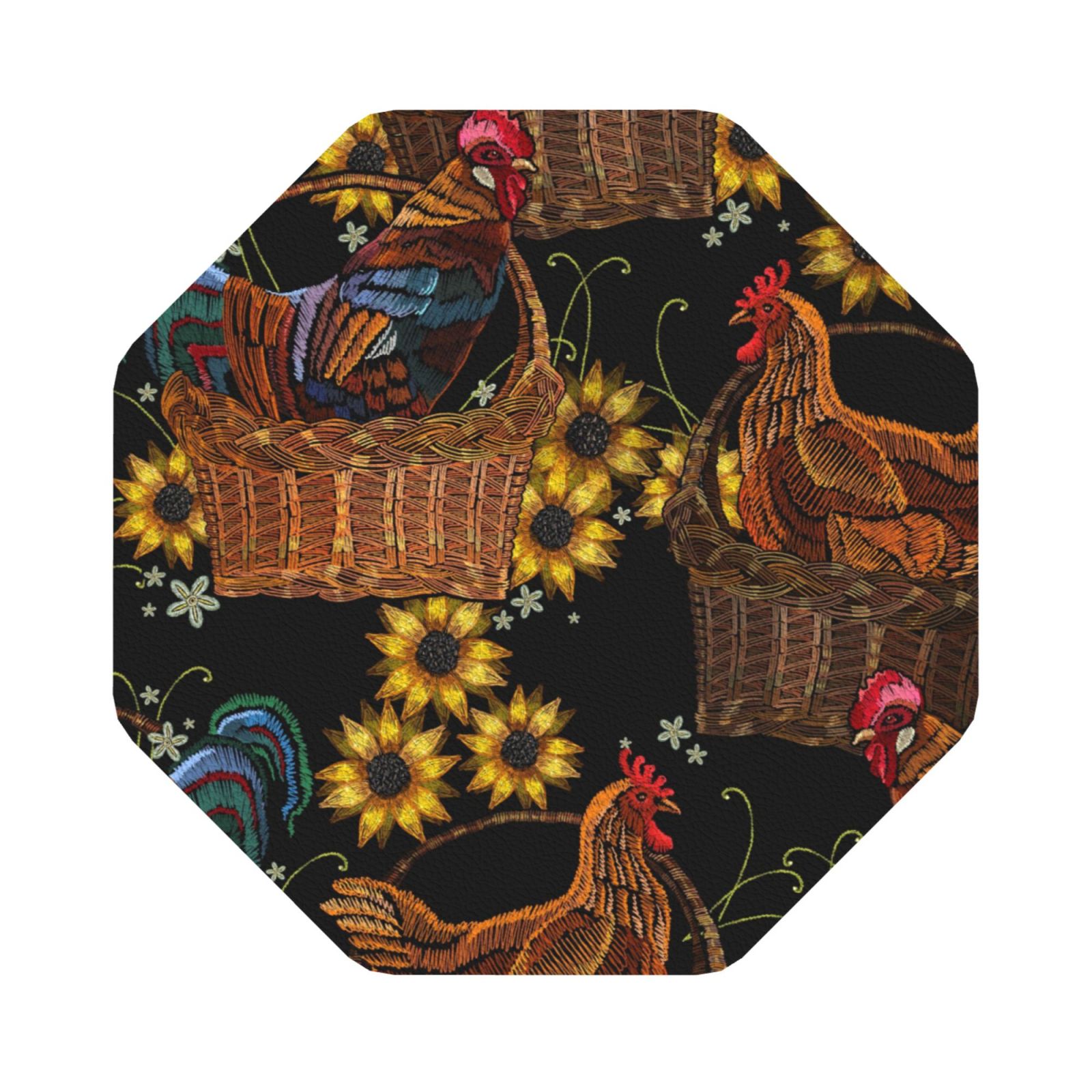Disketp Embroidery Chicken Rooster Funny Coasters,6 Pcs Leather ...