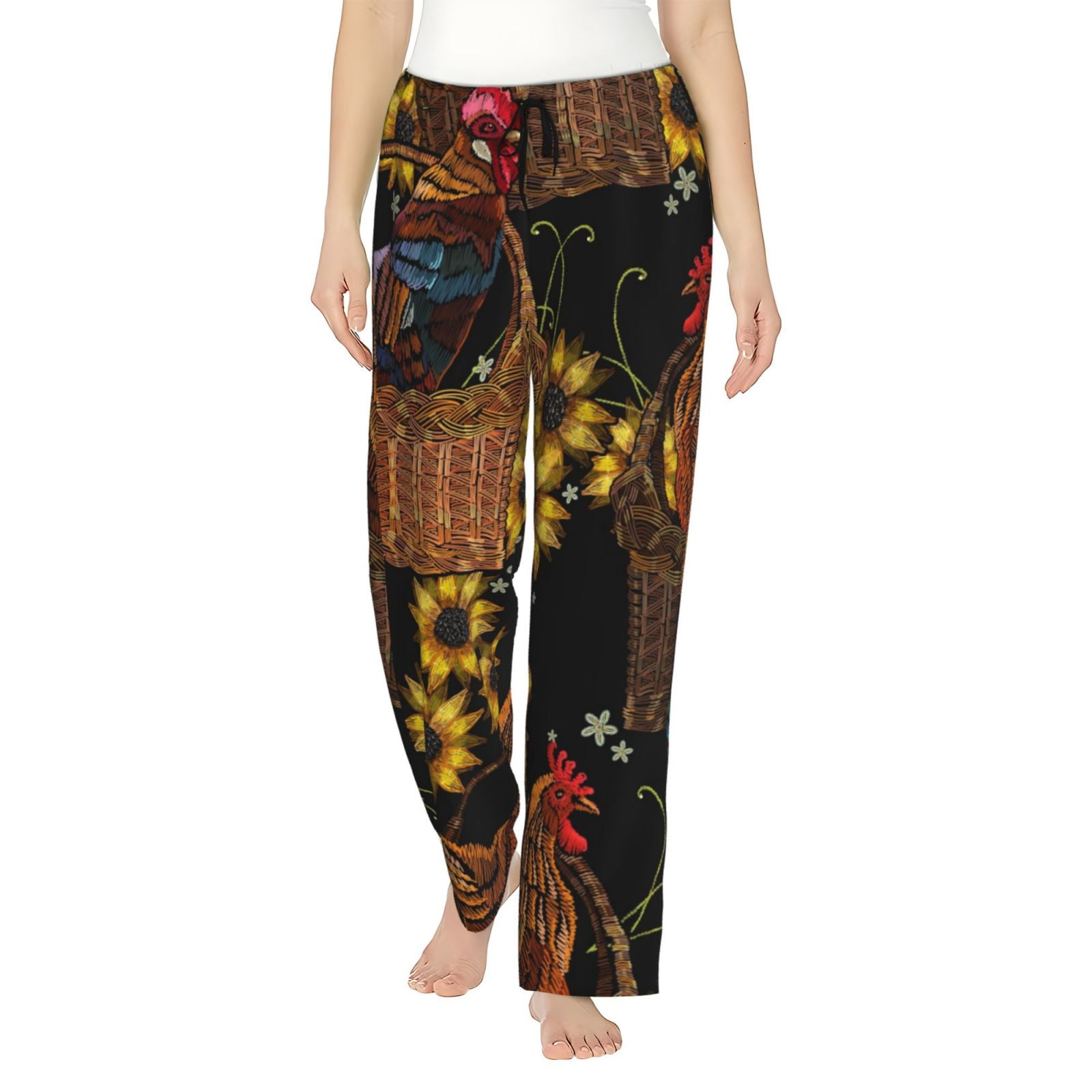 Disketp Embroidery Chicken Rooster Print Women'S Comfy Pajama Pants ...