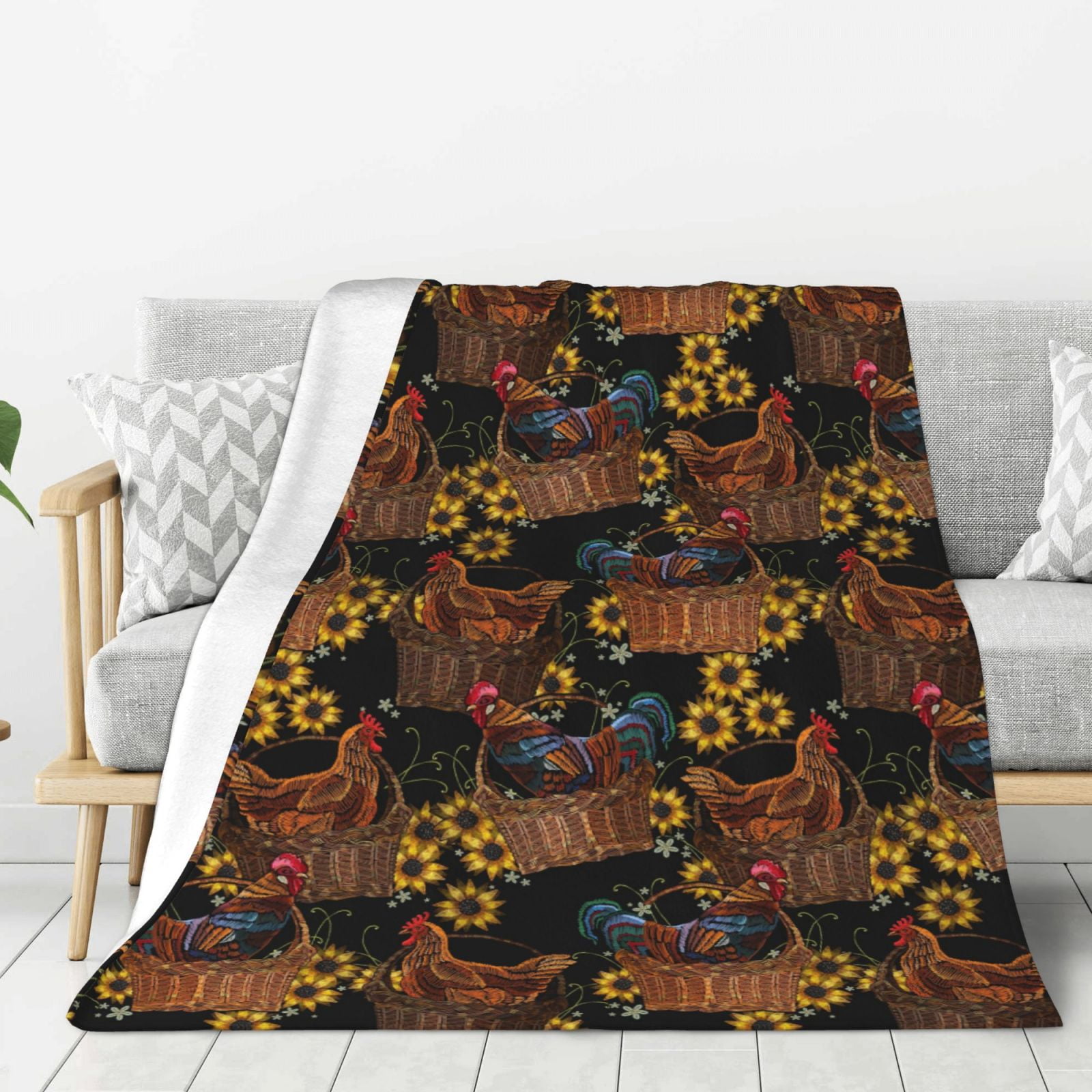 Disketp Chicken Rooster Cozy Flannel Fleece Throw Blanket: Has a ...