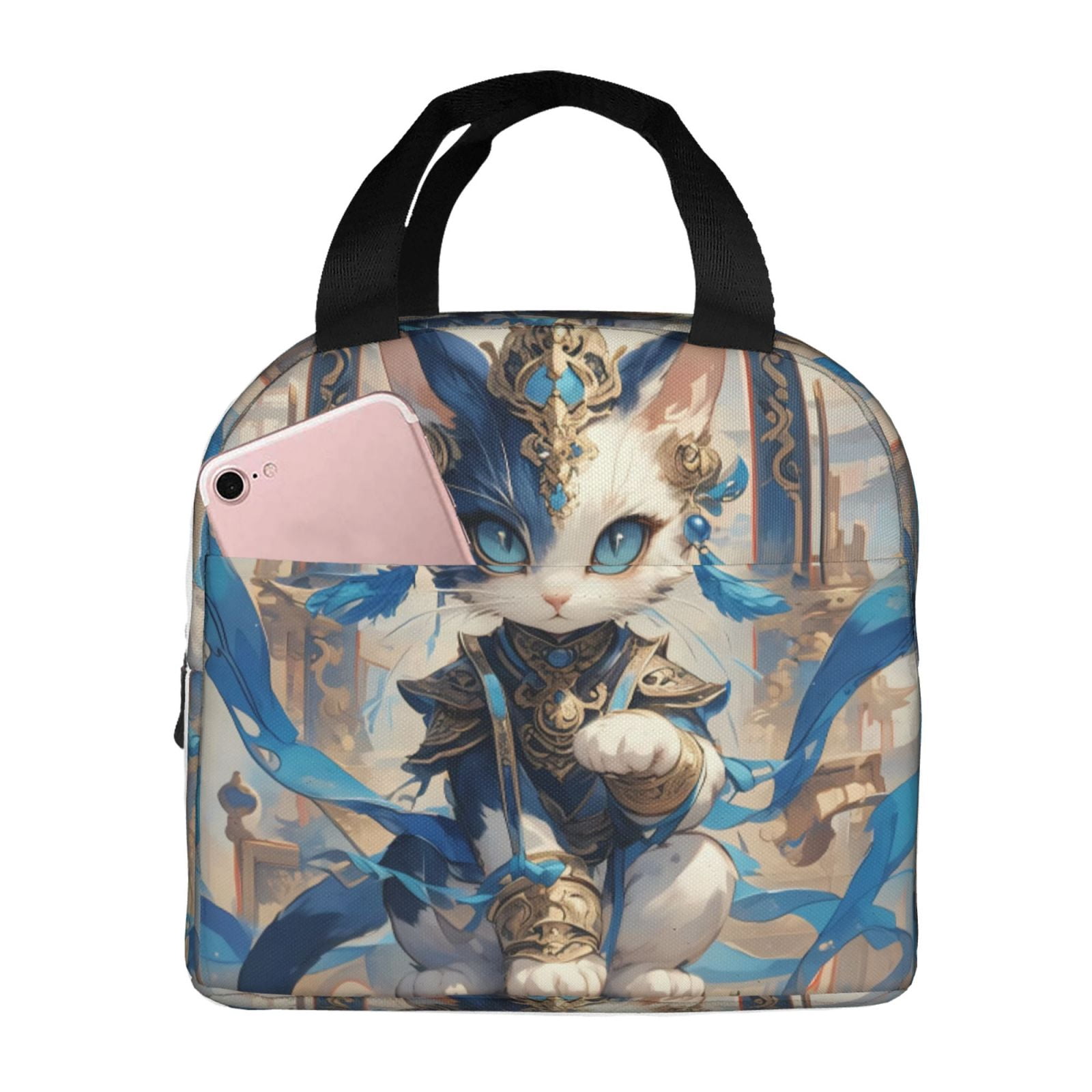 Disketp Exotic Blue Cat Lunch Bag for Women Men, Leakproof Thermal ...