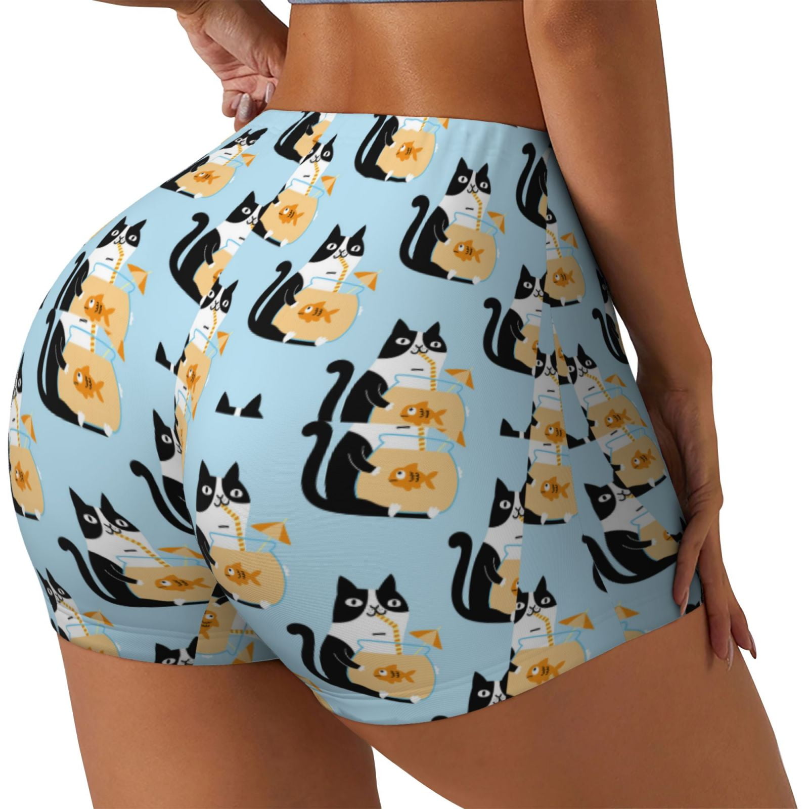 Disketp FUNNY CAT IS DRINKING WATER for Scrunch Butt Workout Shorts ...